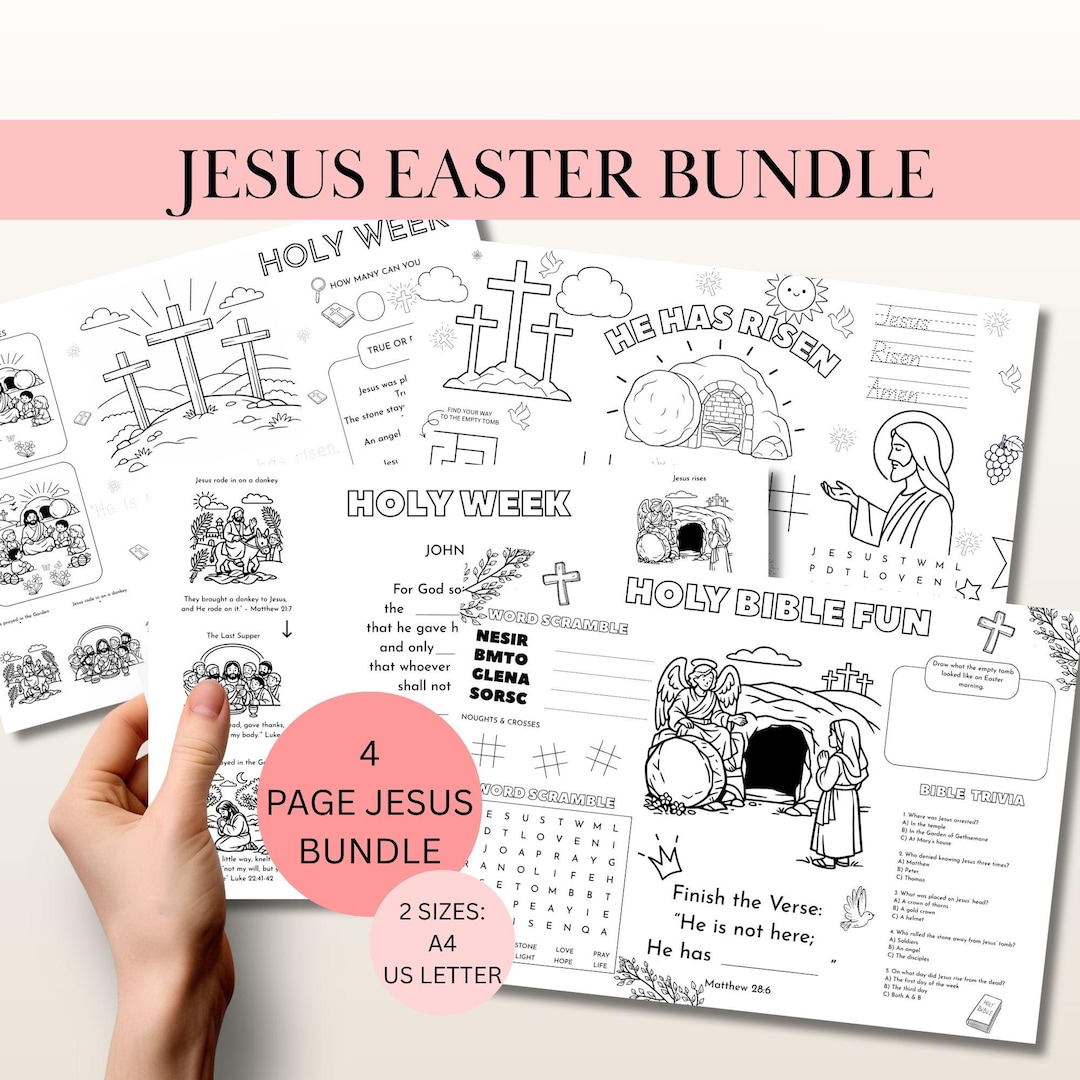 Christian Easter Placemats for Kids, Jesus Resurrection Bible Story ...