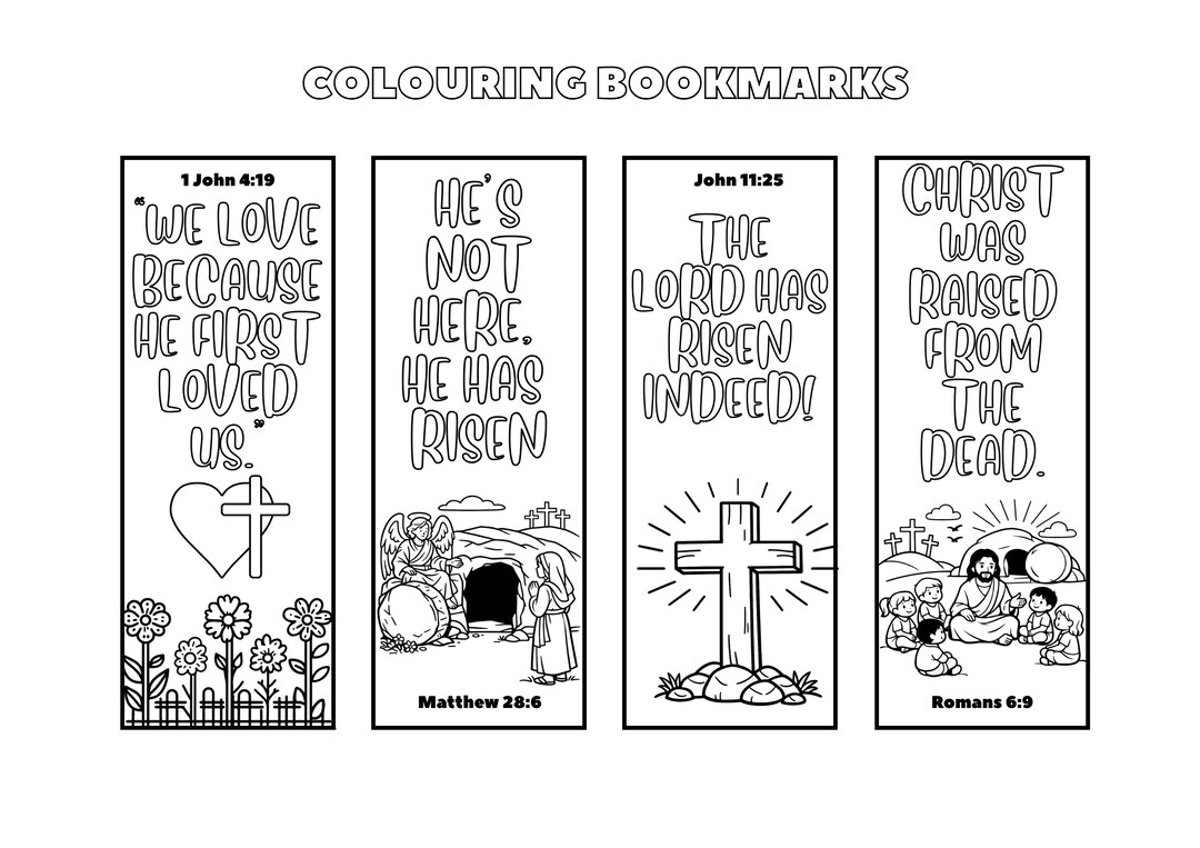 Printable Easter Coloring Bookmarks for Kids, Christian Bible Verse ...
