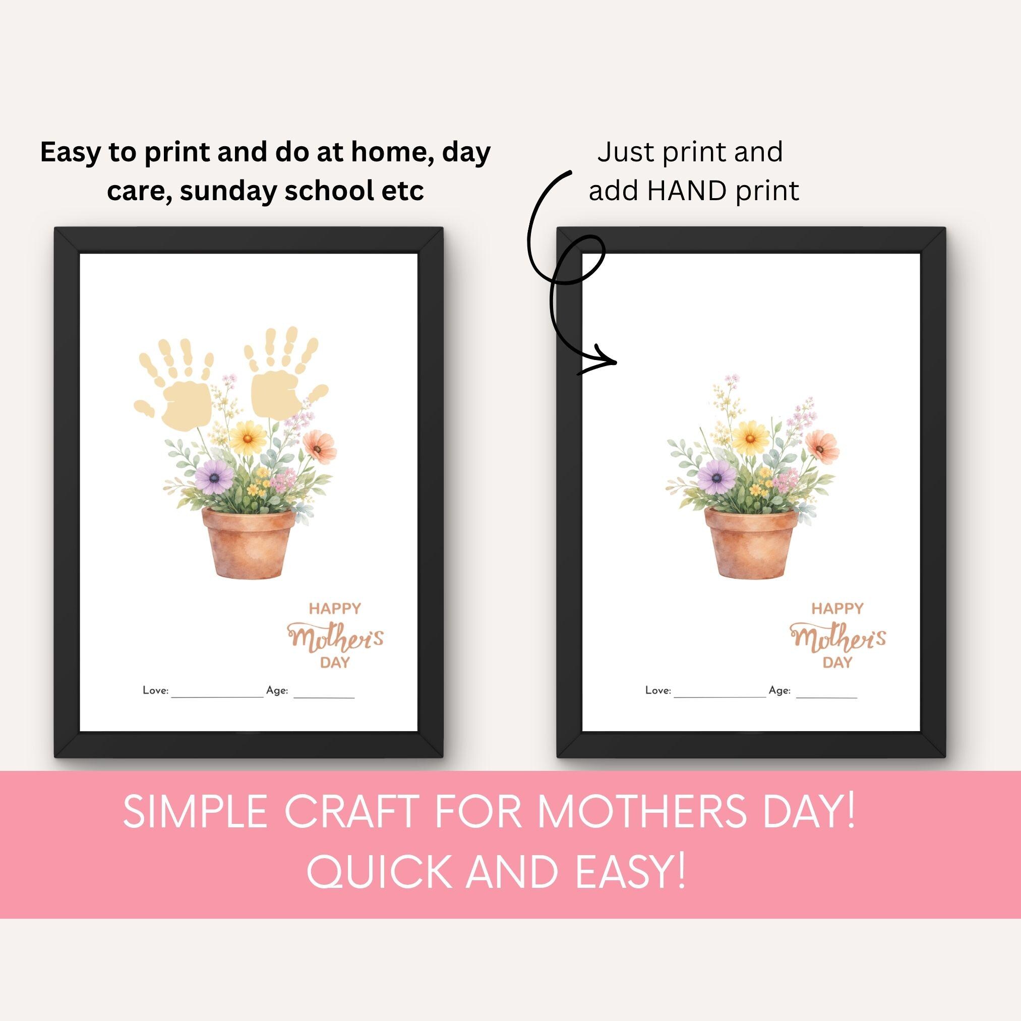 Mothers Day Handprint Craft for Kids, Printable Keepsake Gift Card DIY ...