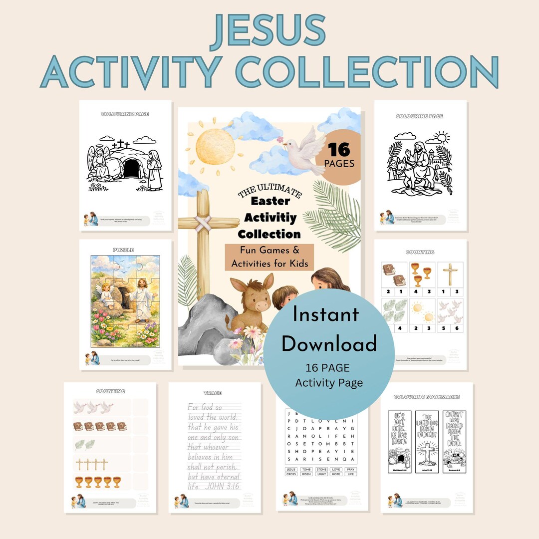 Kids Christian Easter Activity Book, Engaging Bible Colouring Pages and ...