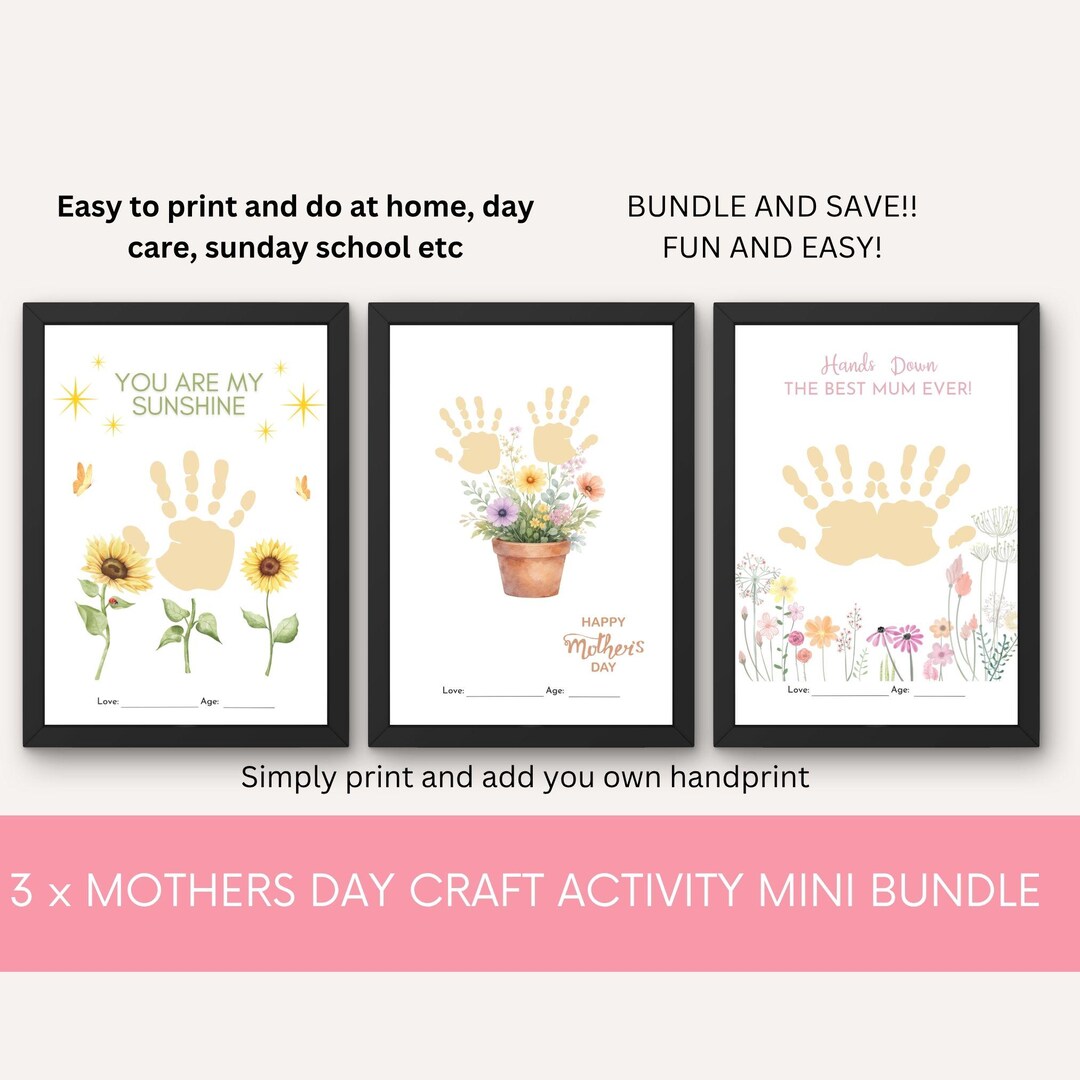 Mothers Day Handprint Craft for Kids, Printable Keepsake Gift Card DIY ...