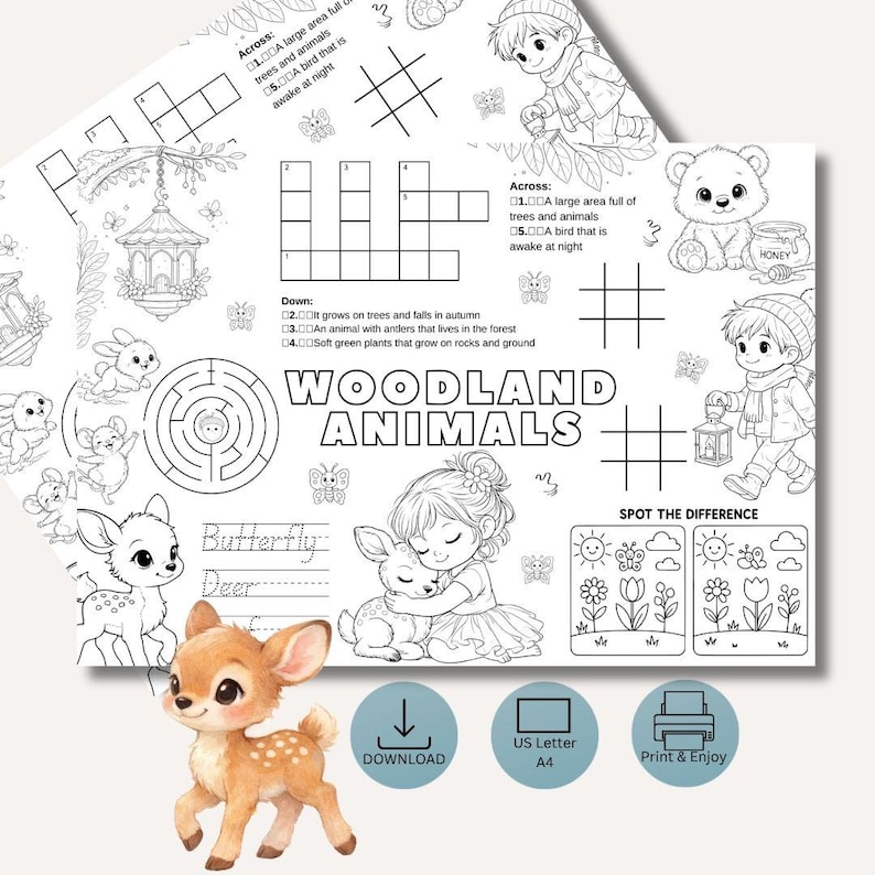 Woodland Animals Activity Sheet Printable for Kids, Forest Learning ...