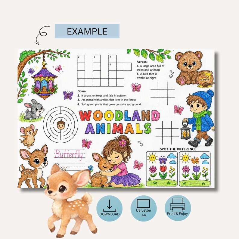 Woodland Animals Activity Sheet Printable for Kids, Forest Learning ...