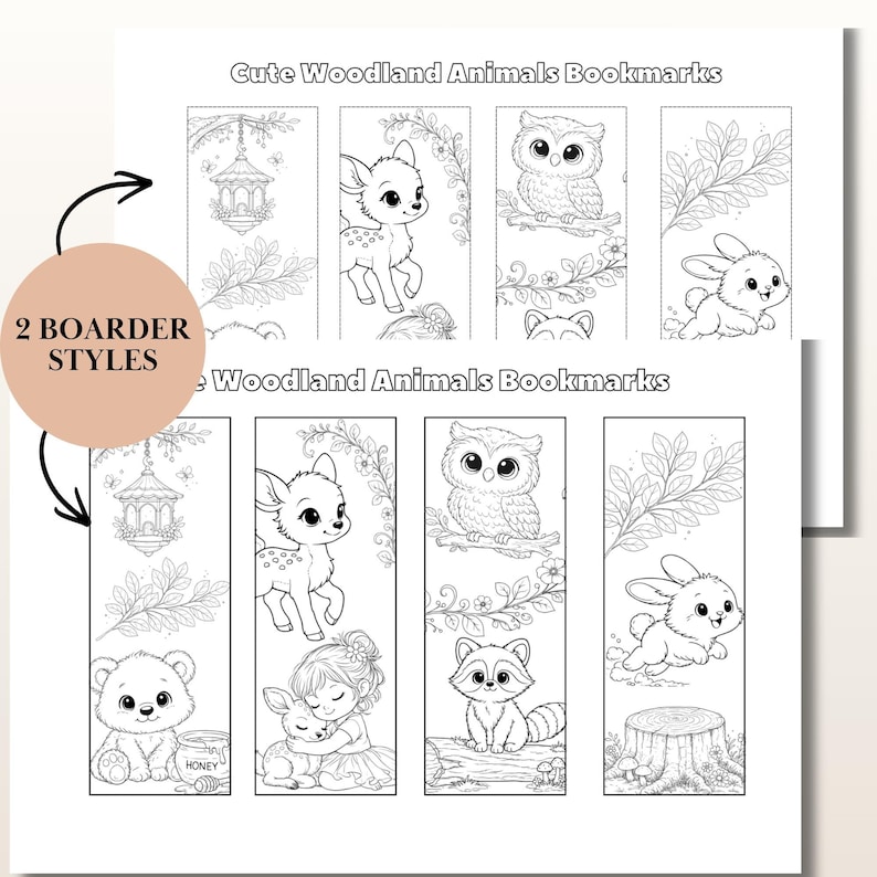 Woodland Animal Bookmarks Printable, Colouring Bookmarks for Kids ...