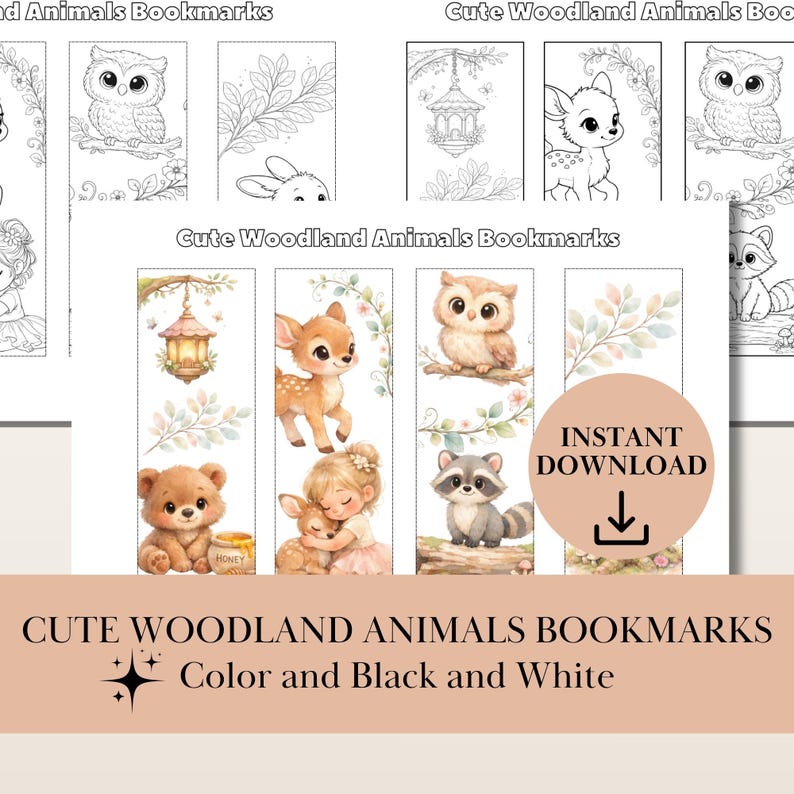 Woodland Animal Bookmarks Printable, Colouring Bookmarks for Kids ...