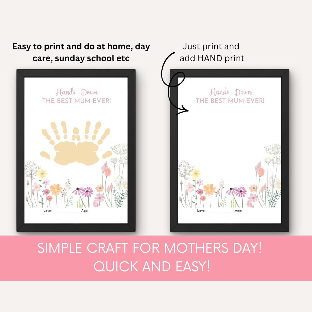 Mother’s Day Handprint Craft, Hands Down Best Mum Ever, Printable ...