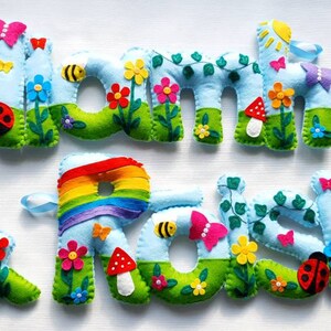 Felt Name Banner, Spring, Summer Theme Childrens Bedroom Decor. Nursery ...