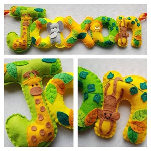 Jungle Felt Name Banner, Safari Animals, Personalised Garland, Letter ...