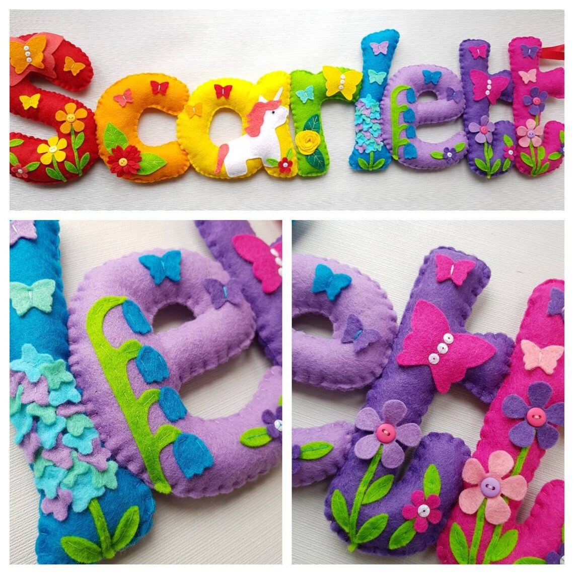 Felt Name Banner in a Summer Theme. Childrens Bedroom Decor. Nursery ...