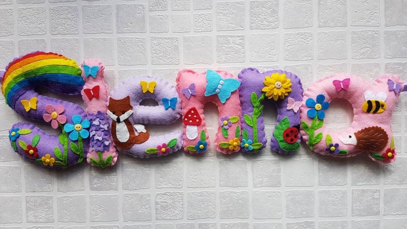 Felt Name Banner in a Summer Theme. Childrens Bedroom Decor. Nursery ...
