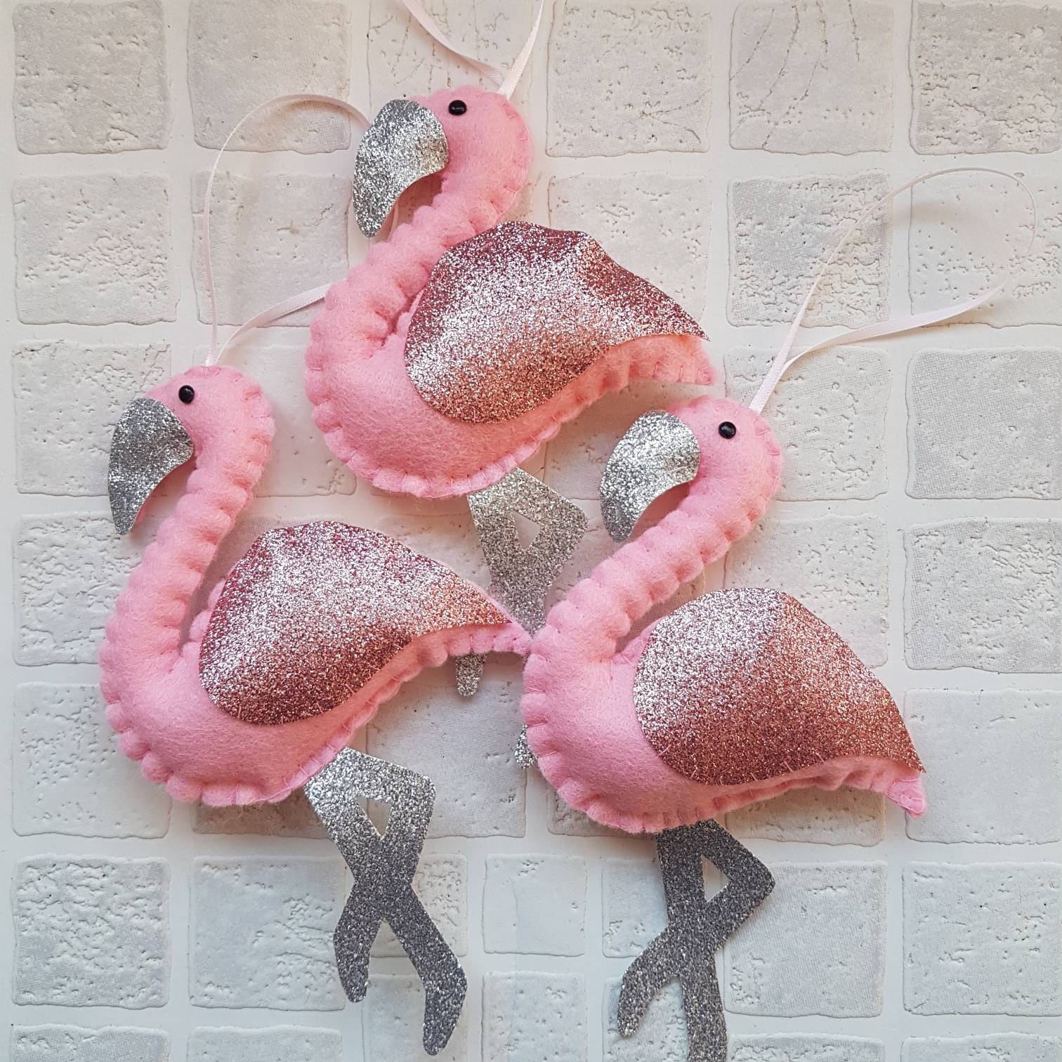 Glitter Flamingo Hanging Decorations Felt Flamingos Flamingo | Etsy UK