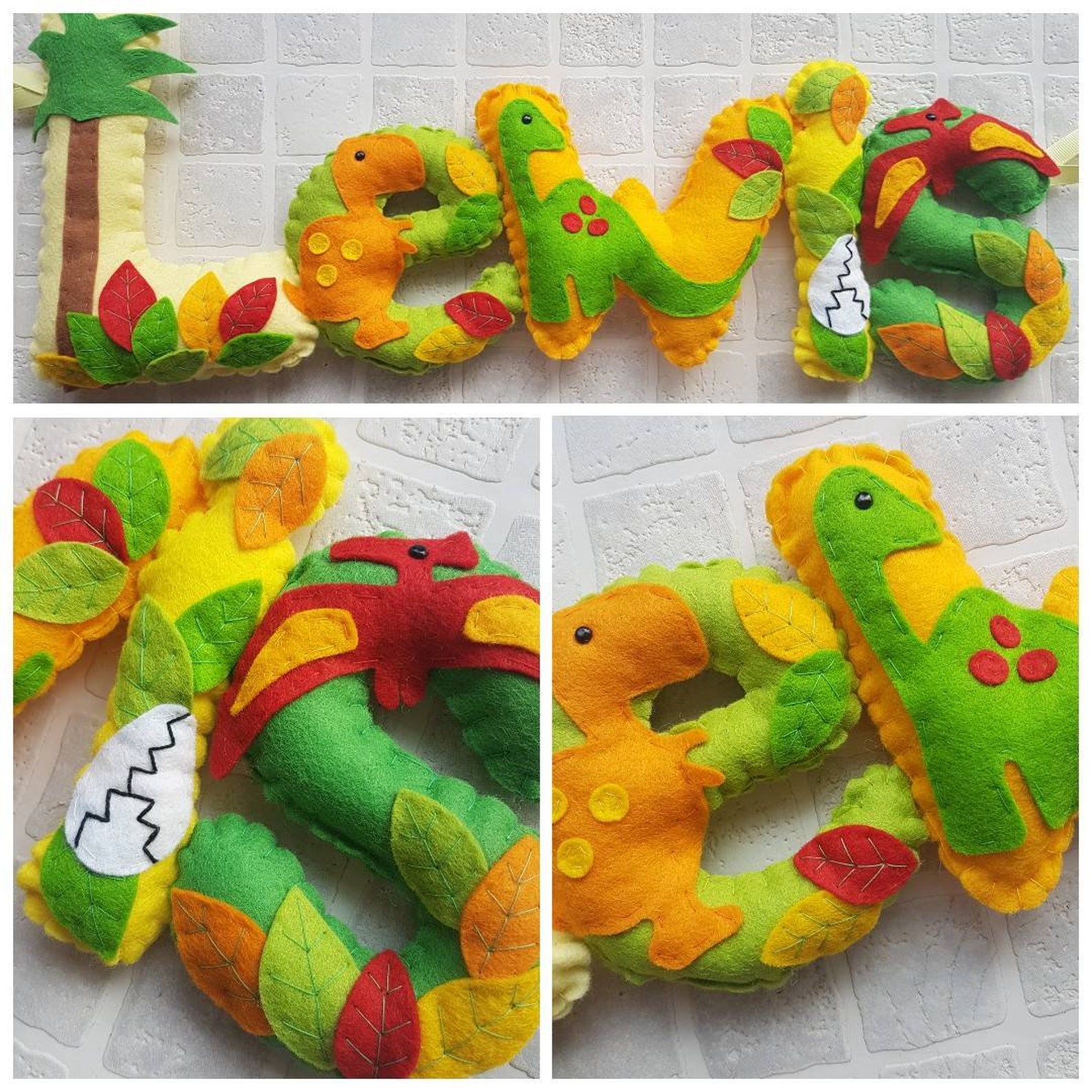 Dinosaur Felt Name Banner. Childrens Bedroom Decor. Nursery Decor ...