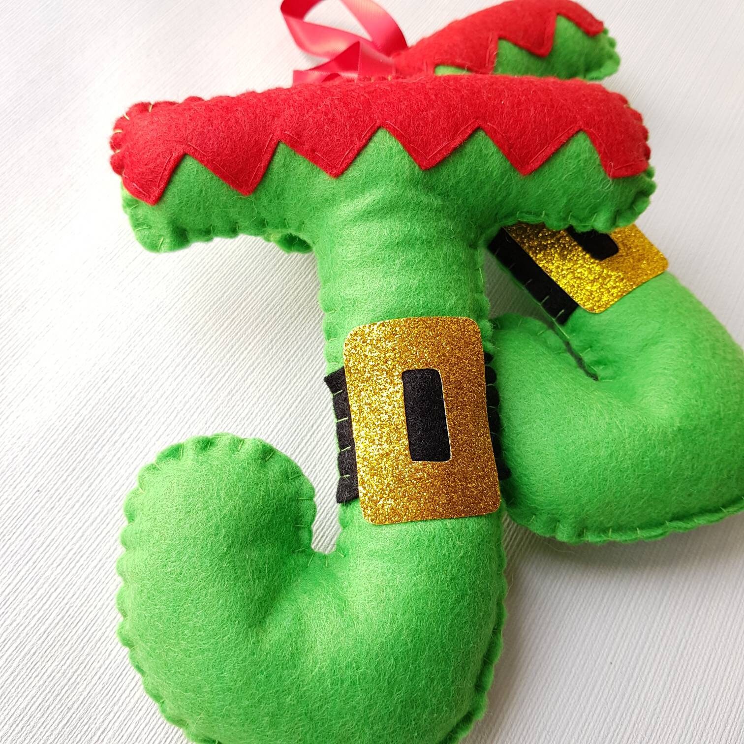 Personalised Christmas Elf Hanging Letter. 18cm Felt Initial. - Etsy