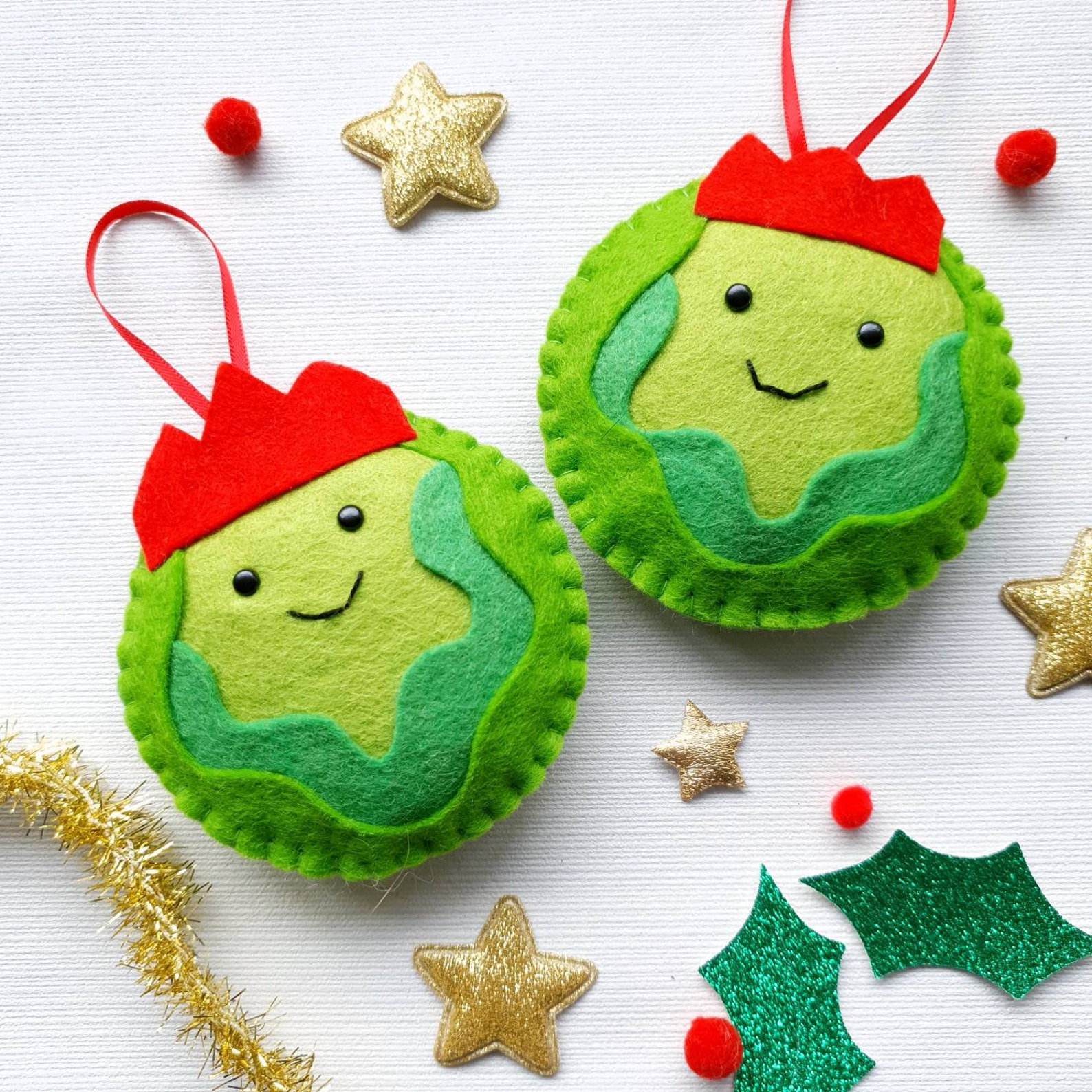 Brussel Sprout Christmas Tree Decorations, Ornament, Bauble - Etsy UK