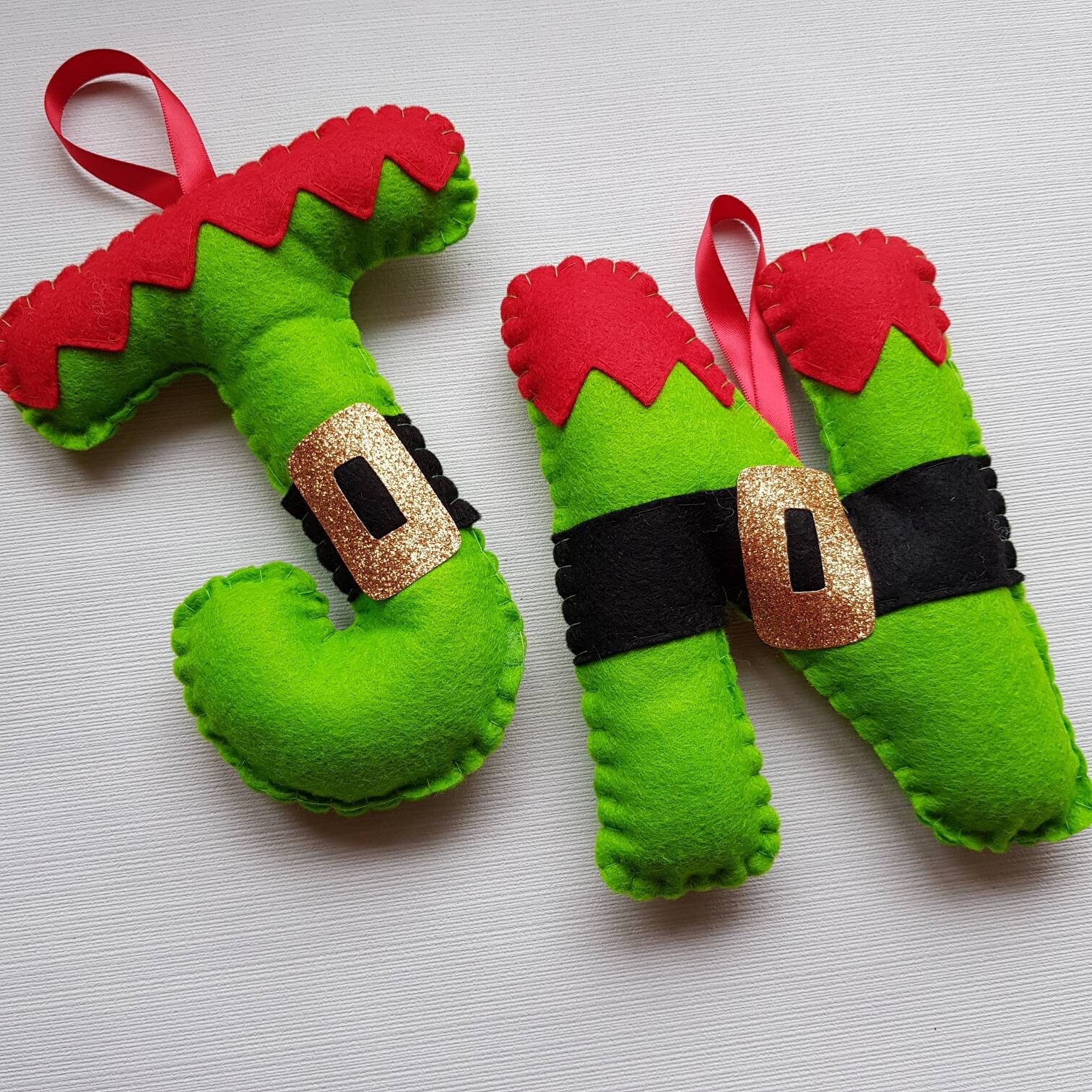 Personalised Christmas Elf Hanging Letter. 18cm Felt Initial. - Etsy UK