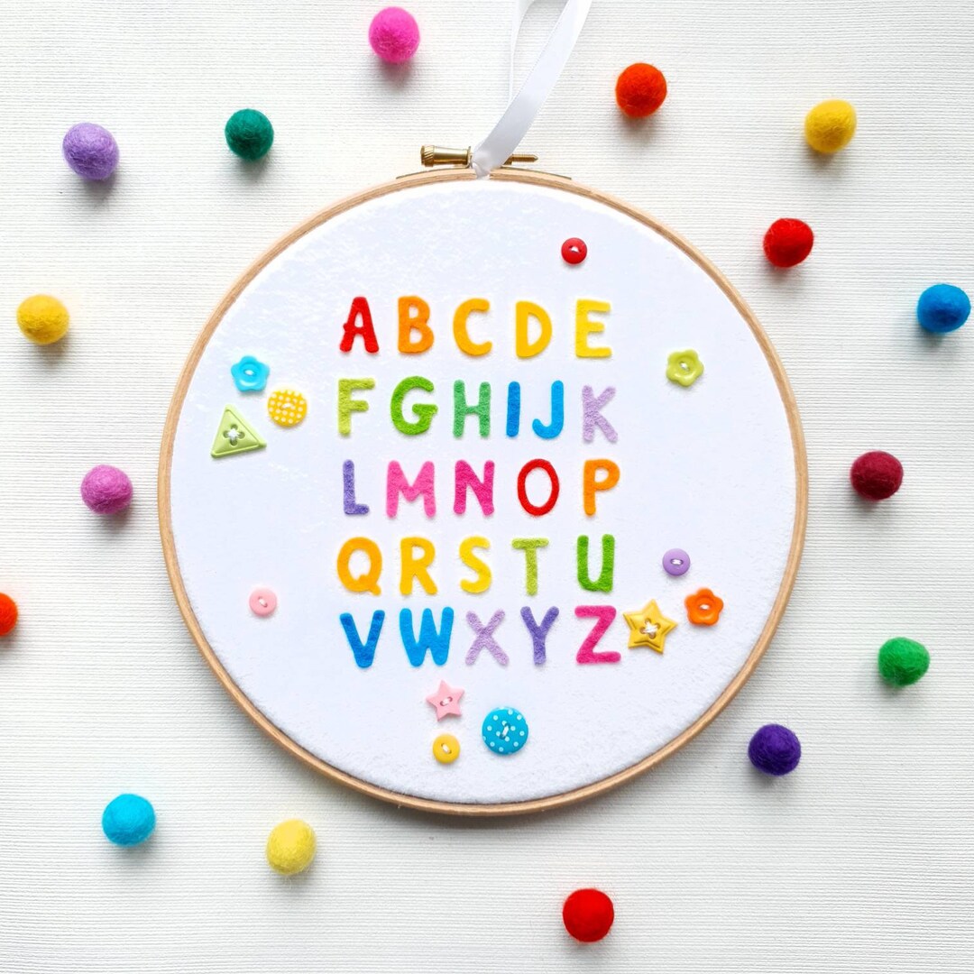 Rainbow Alphabet 8 Inch Hoop Wall Hanging Picture, Felt Wall Letters ...