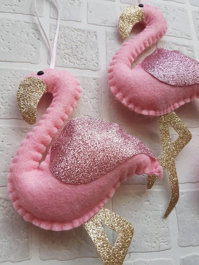 Glitter Flamingo Hanging Decorations Felt Flamingos Flamingo | Etsy UK