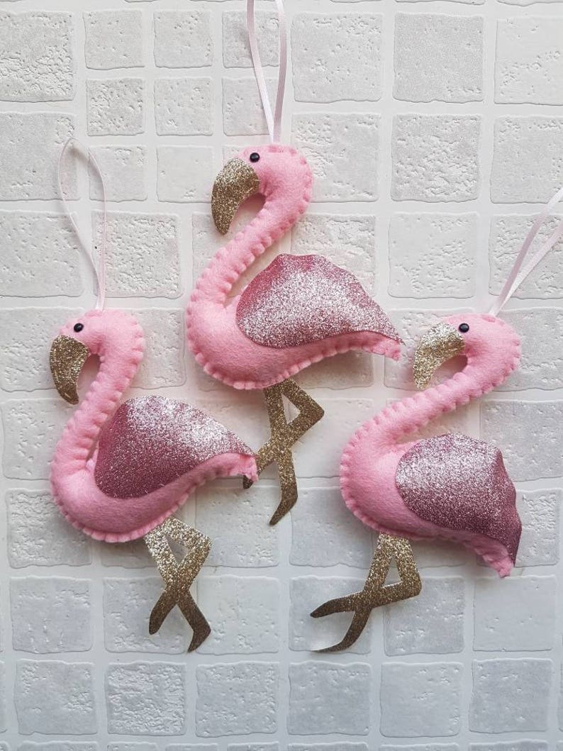 Glitter Flamingo Hanging Decorations Felt Flamingos Flamingo | Etsy UK