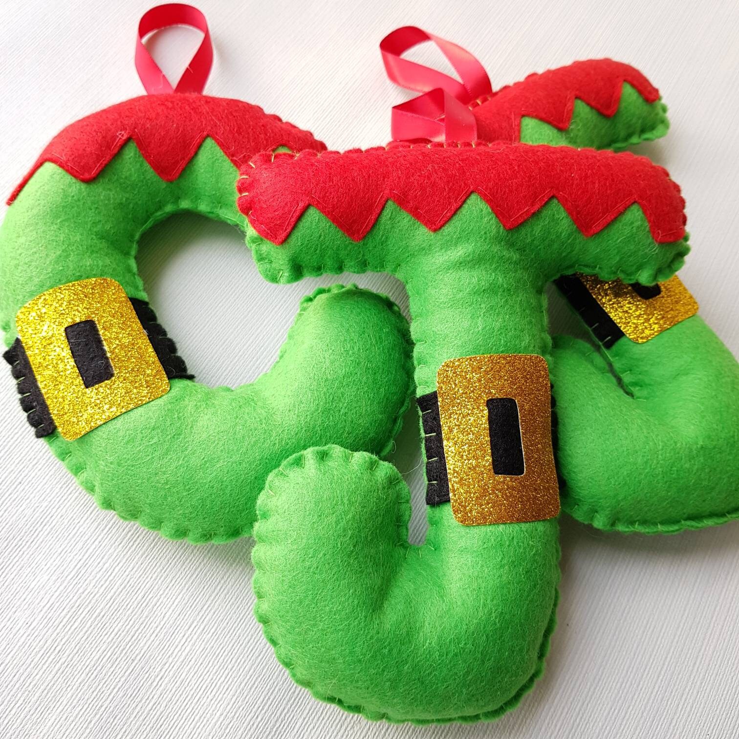 Personalised Christmas Elf Hanging Letter. 18cm Felt Initial. | Etsy UK