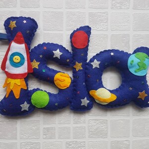 Space Felt Name Banner. Childrens Door Sign. Door Hanger. Nursery Decor ...