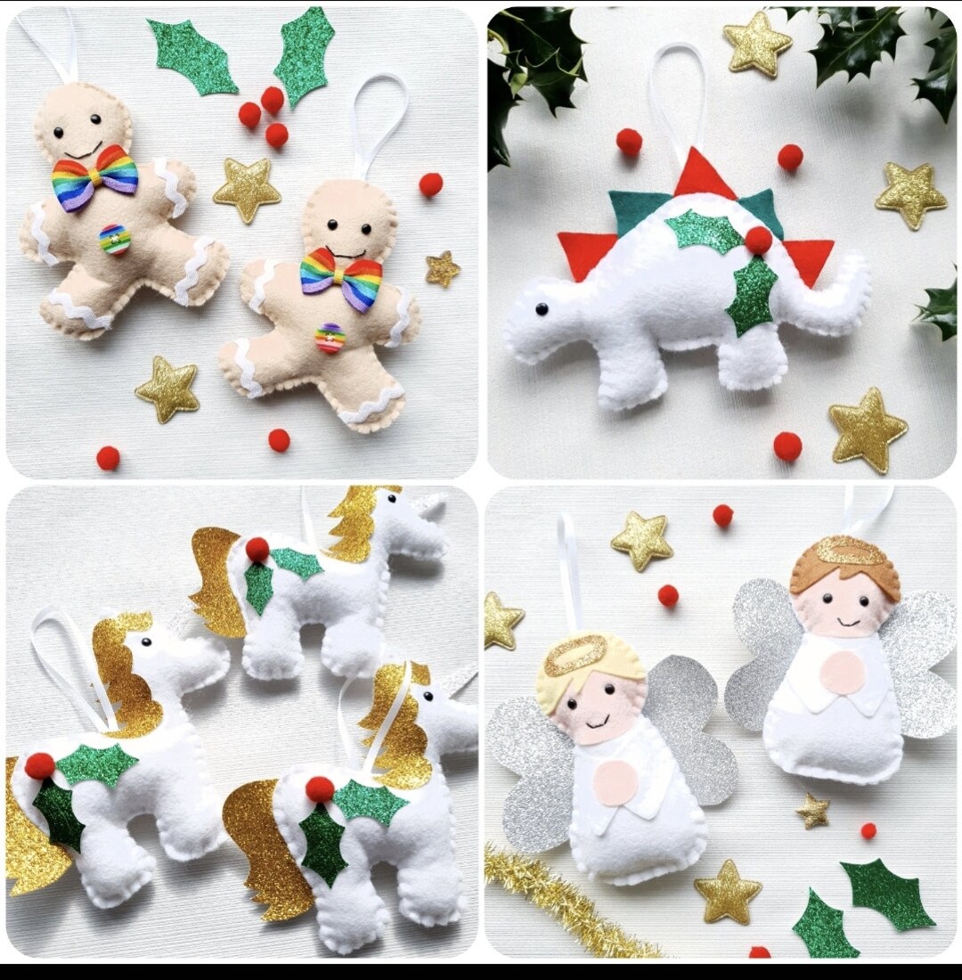 Fiver Friday Christmas Tree Decoration Dinosaur, Angel, Gingerbread Man ...