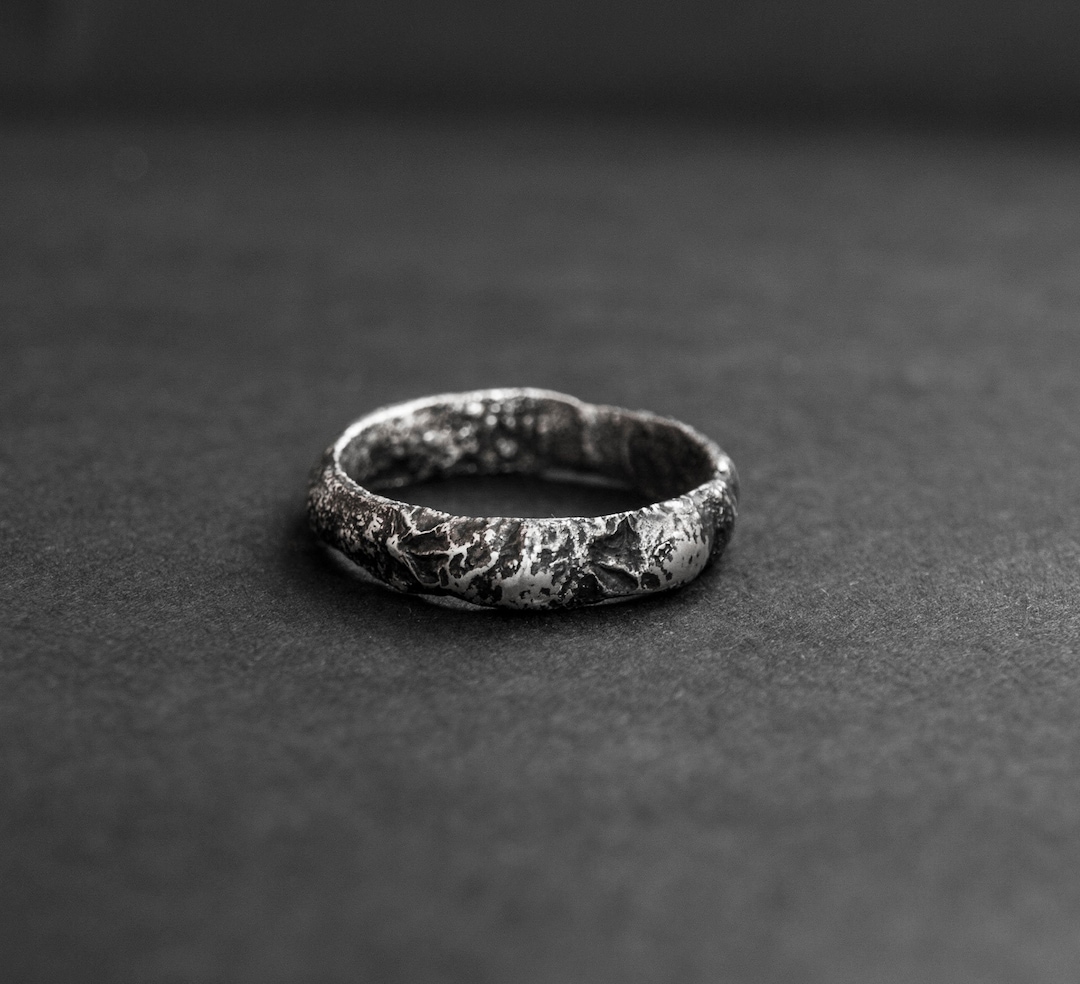 Band Men Ring Silver Band Women Unisex Silver Ring Brutalist Silver ...