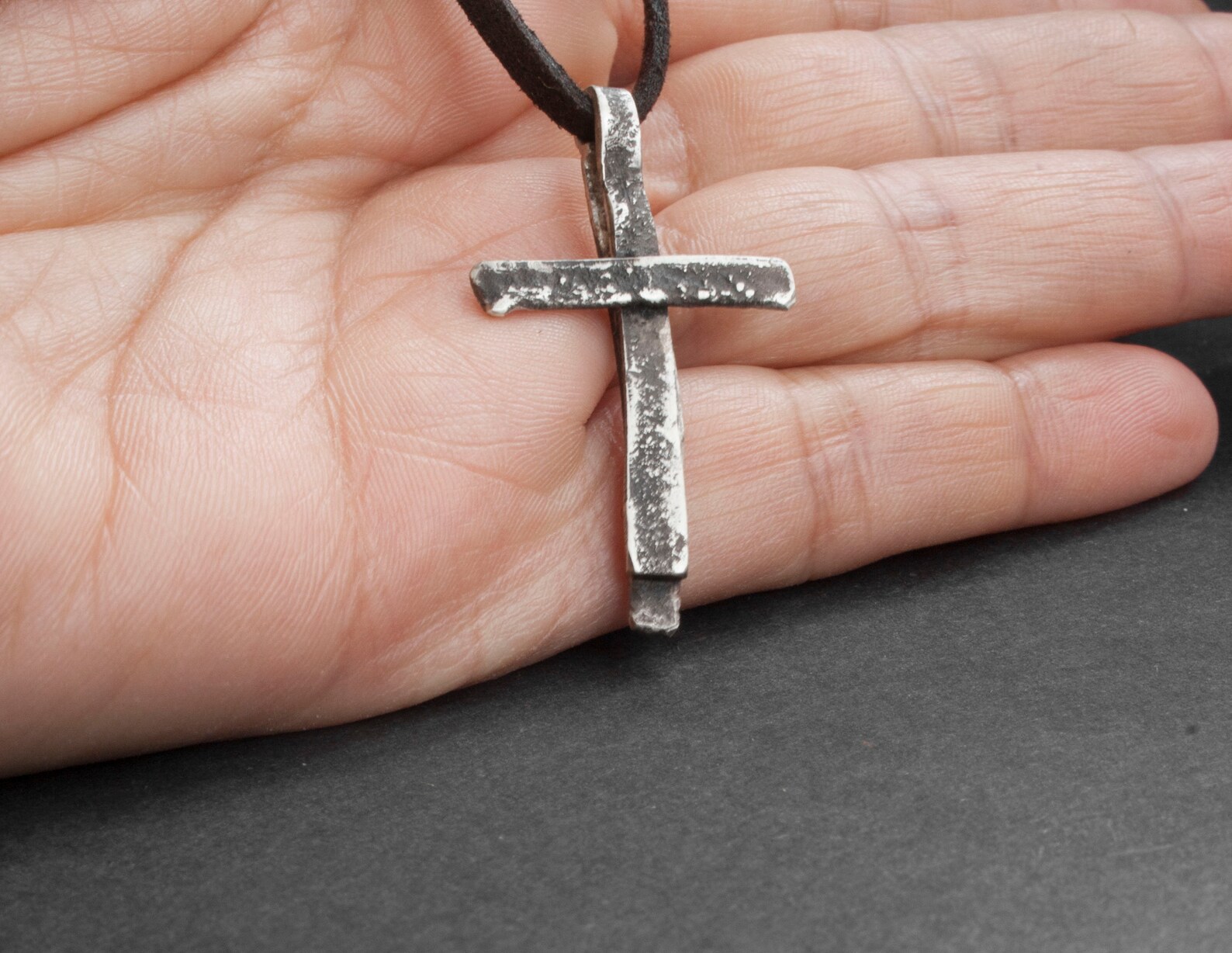 Cross Necklace / Rustic Cross / Silver Necklace Cross / Rustic | Etsy