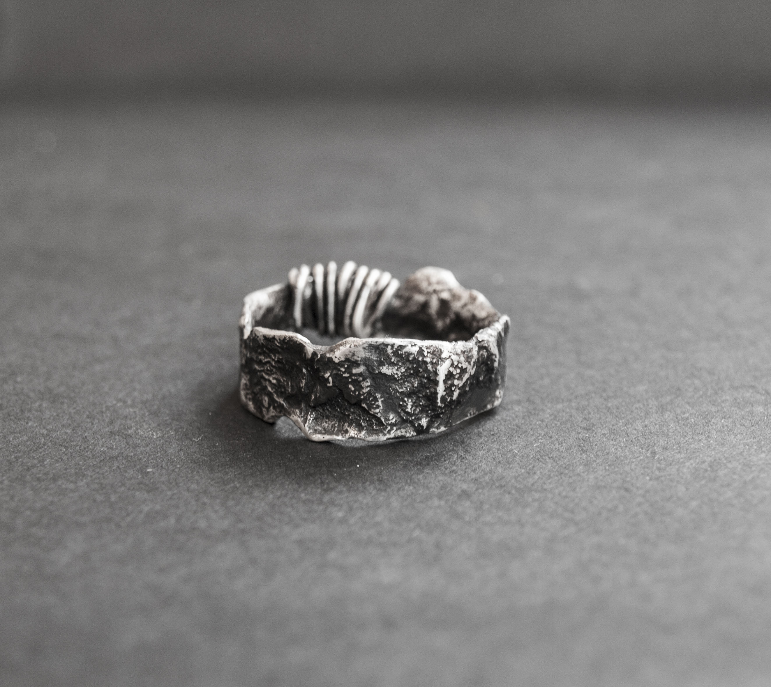 Brutalist Silver Ring Unisex Band Ring Women Rustic Silver Men - Etsy