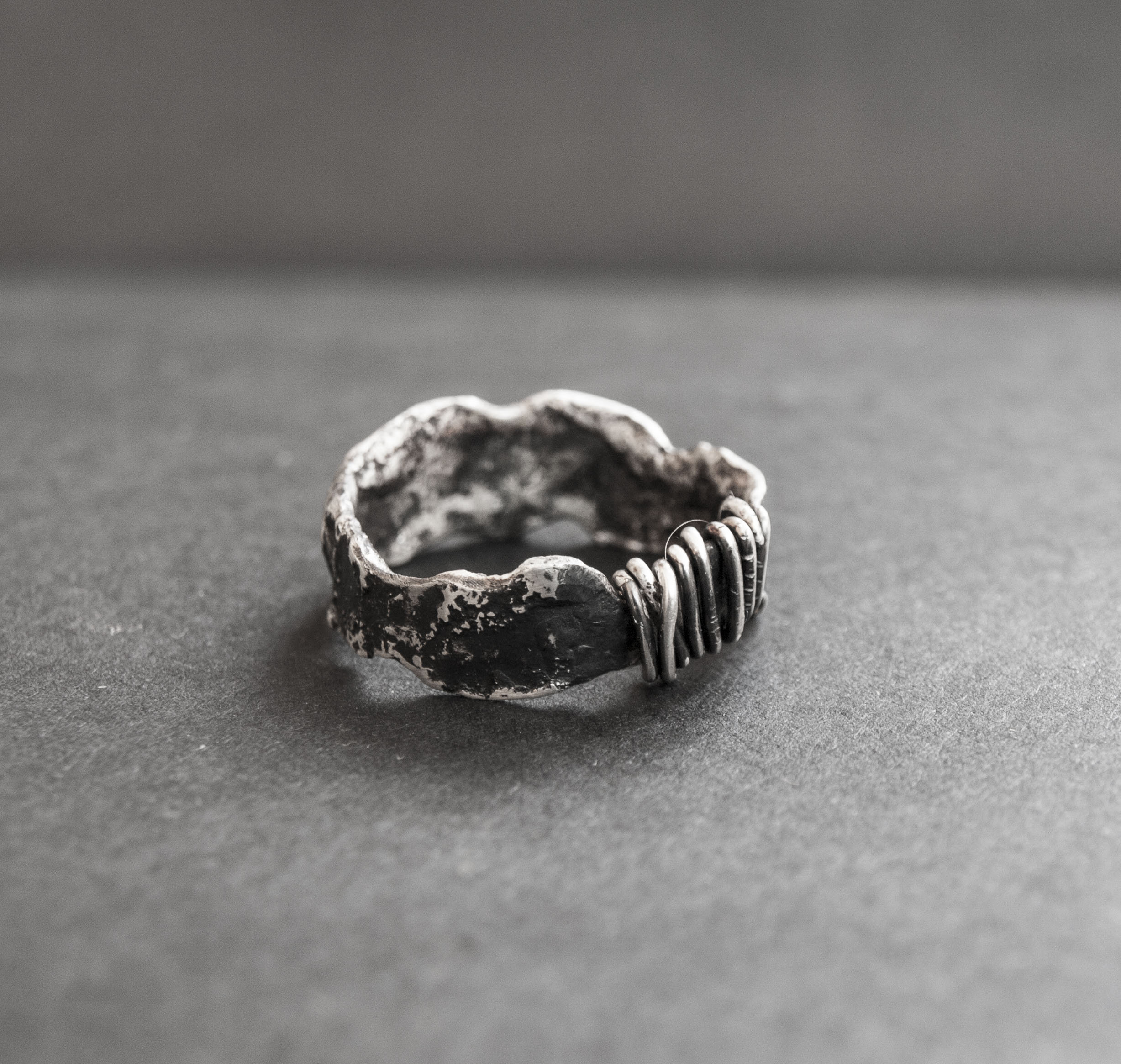 Brutalist Silver Ring Unisex Band Ring Women Rustic Silver Men - Etsy