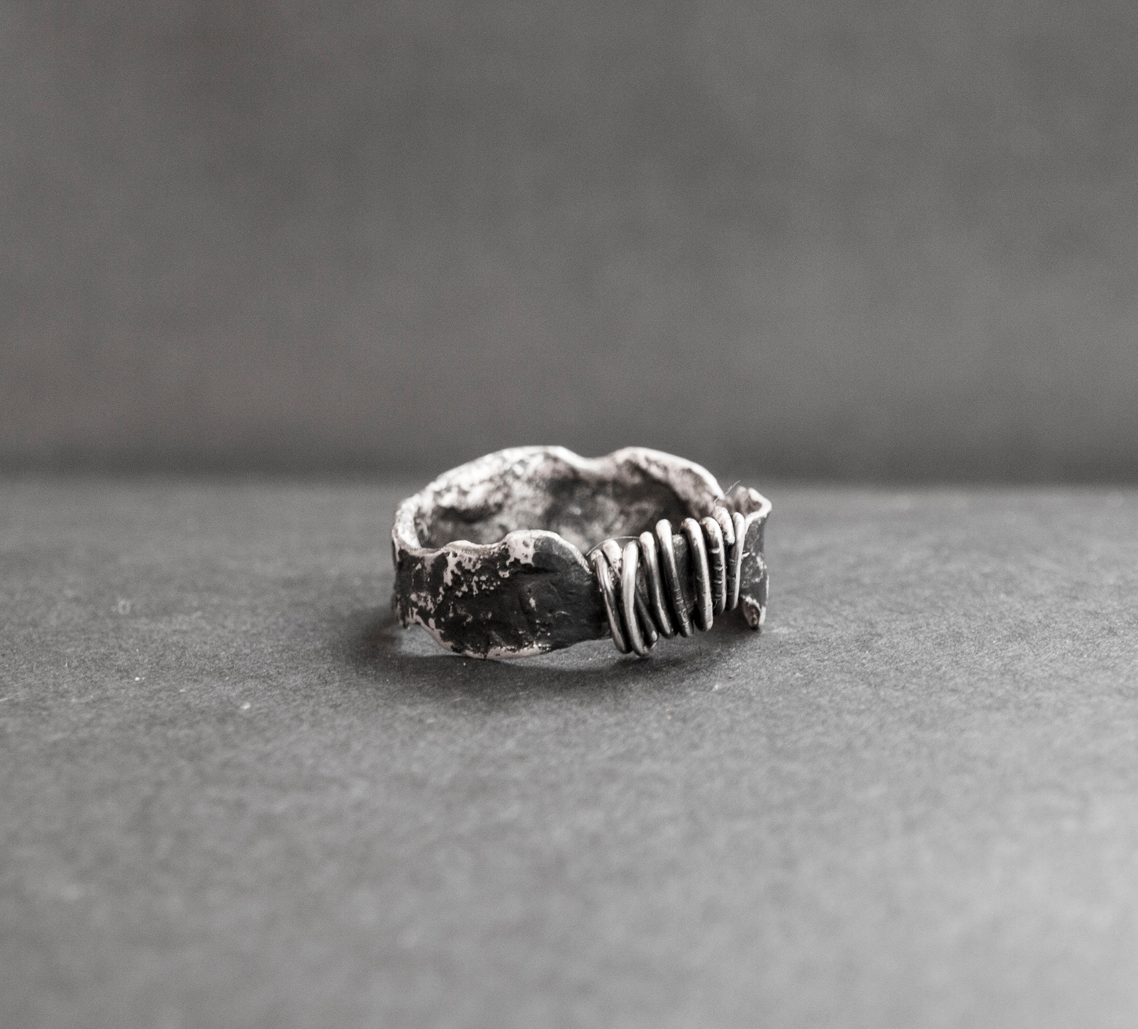 Brutalist Silver Ring Unisex Band Ring Women Rustic Silver Men - Etsy