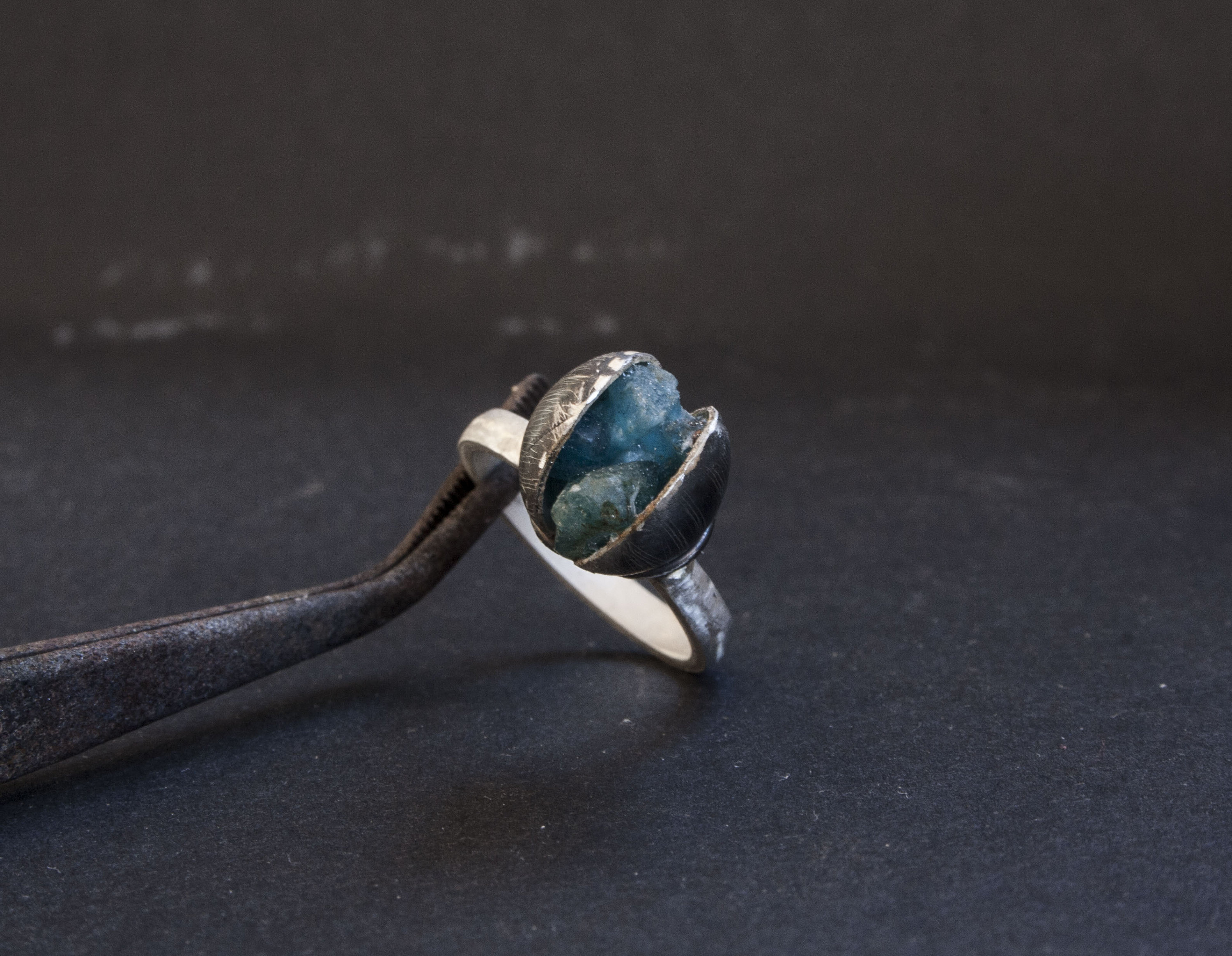 Abstract silver ring Art silver jewelry Apatite stone Raw | Etsy