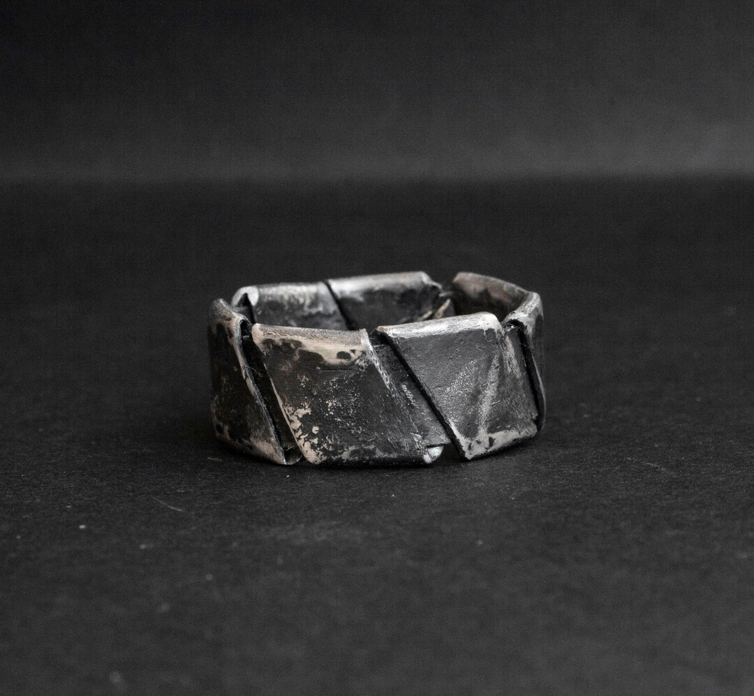 Brutalist Silver Ring Statement Ring Silver Men Oxidized Silver Ring ...