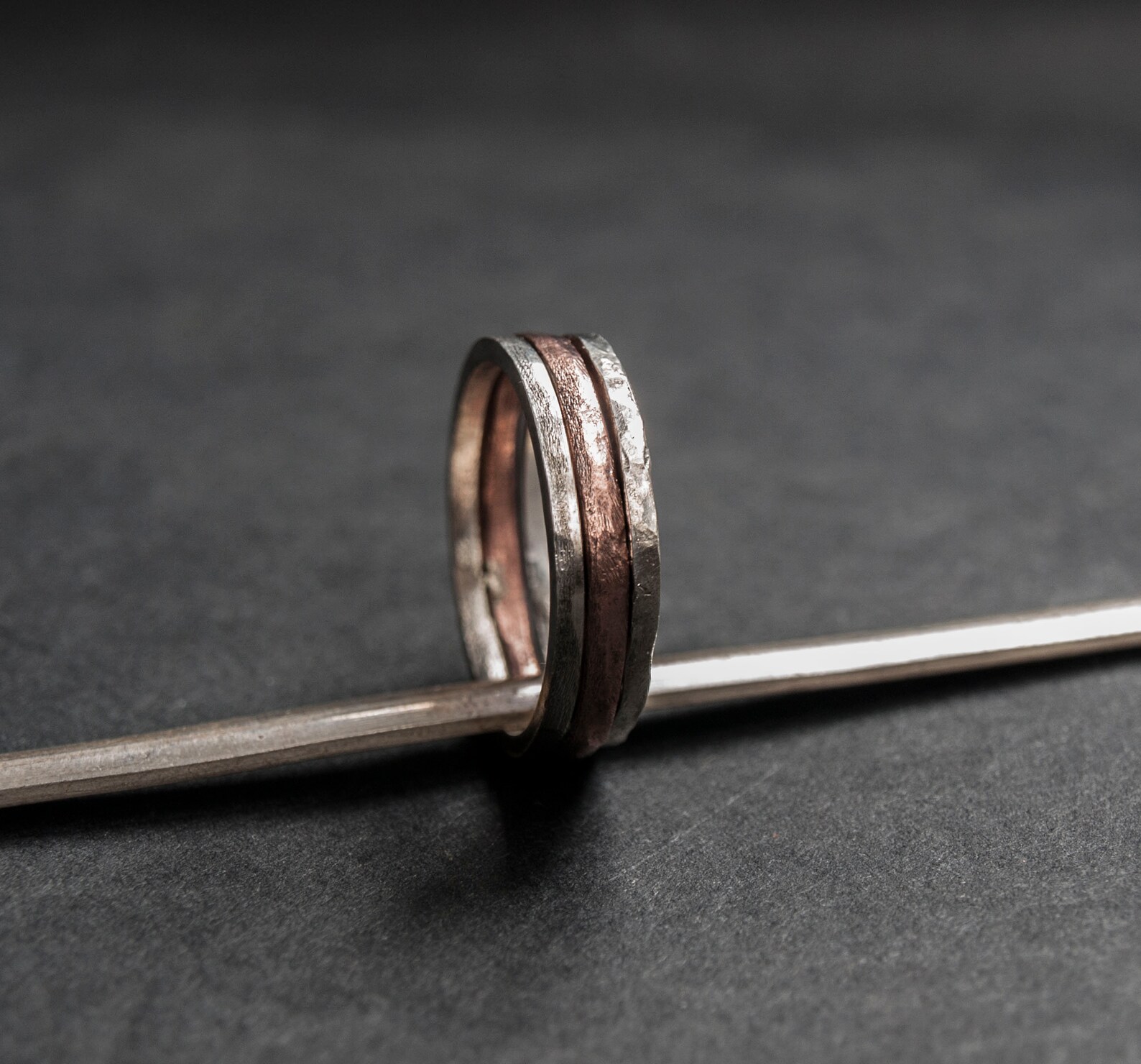 Mixed Metal Stacking Ring Silver Copper Simple Stacking Band - Etsy