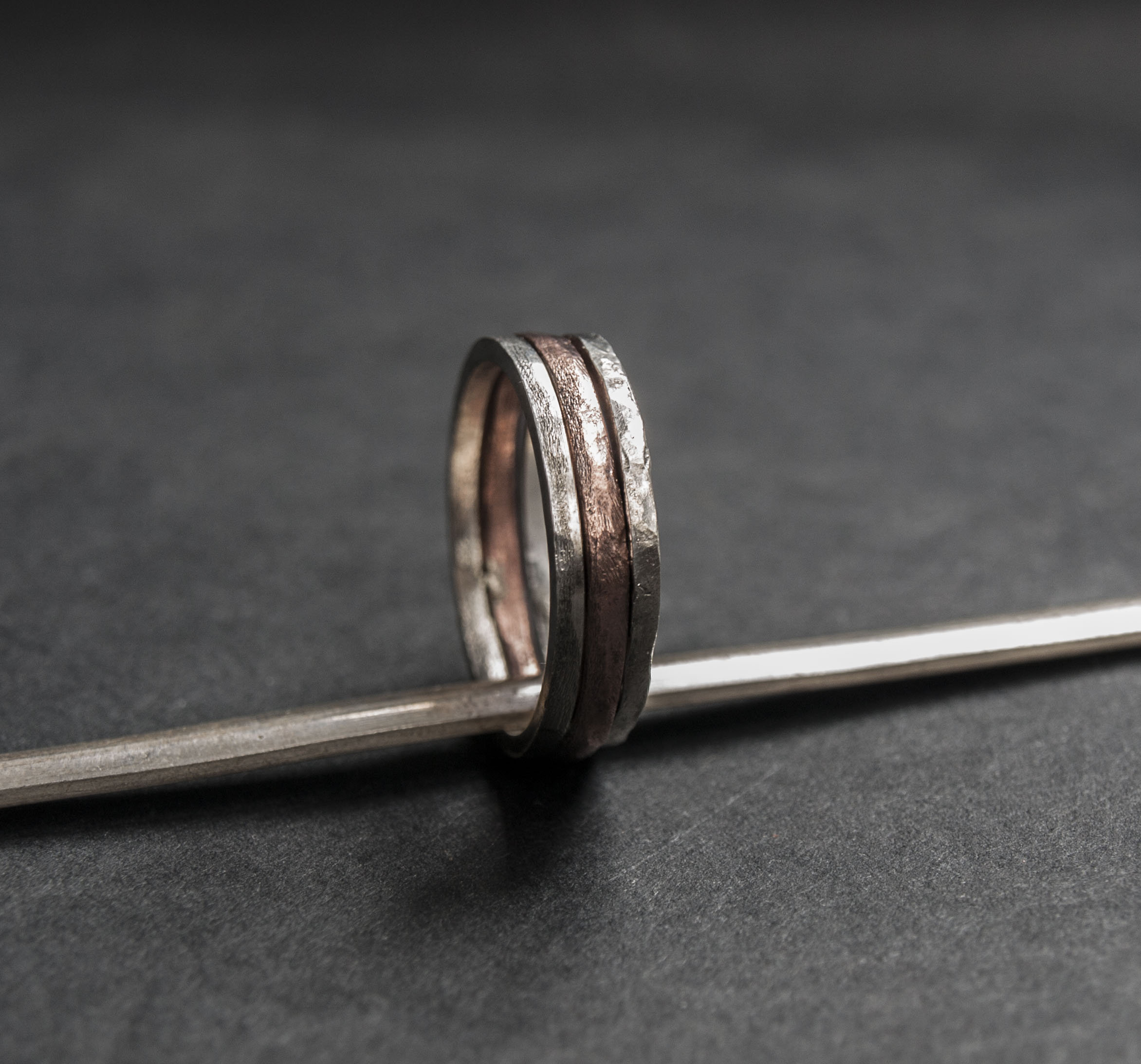 Mixed Metal Stacking Ring Silver Copper Simple Stacking Band | Etsy