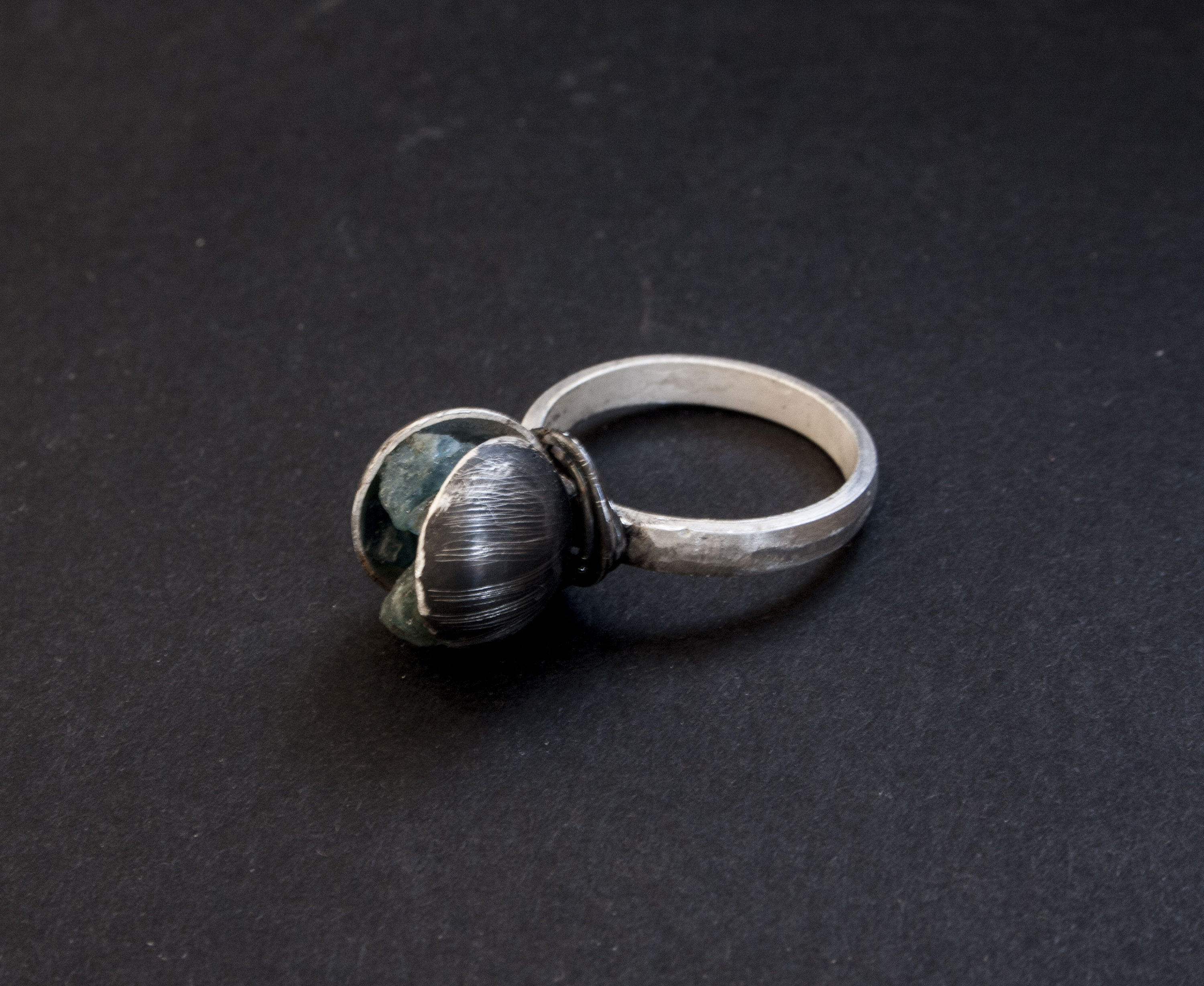 Abstract silver ring Art silver jewelry Apatite stone Raw | Etsy