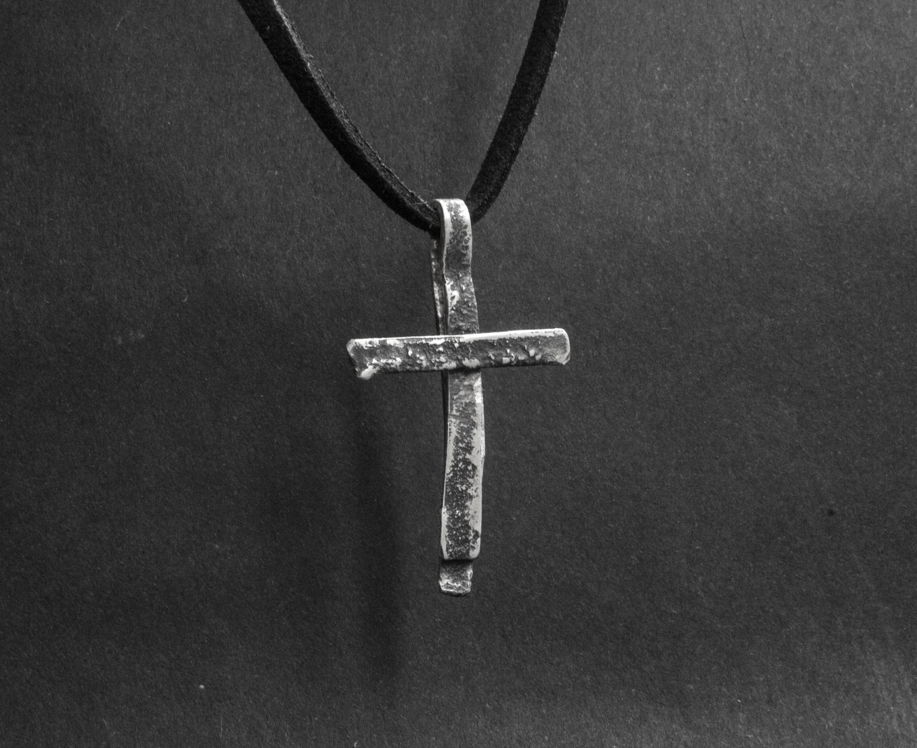 Cross Necklace / Rustic Cross / Silver Necklace Cross / Rustic | Etsy