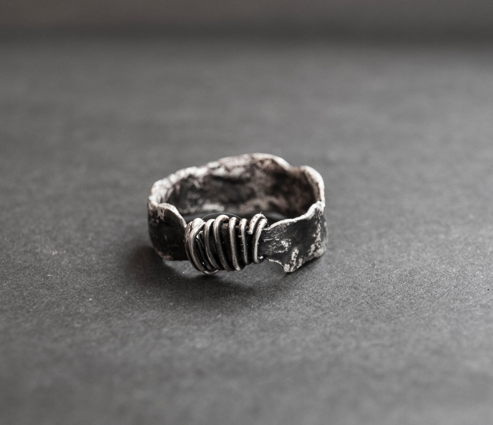 Brutalist Silver Ring Unisex Band Ring Women Rustic Silver Men - Etsy