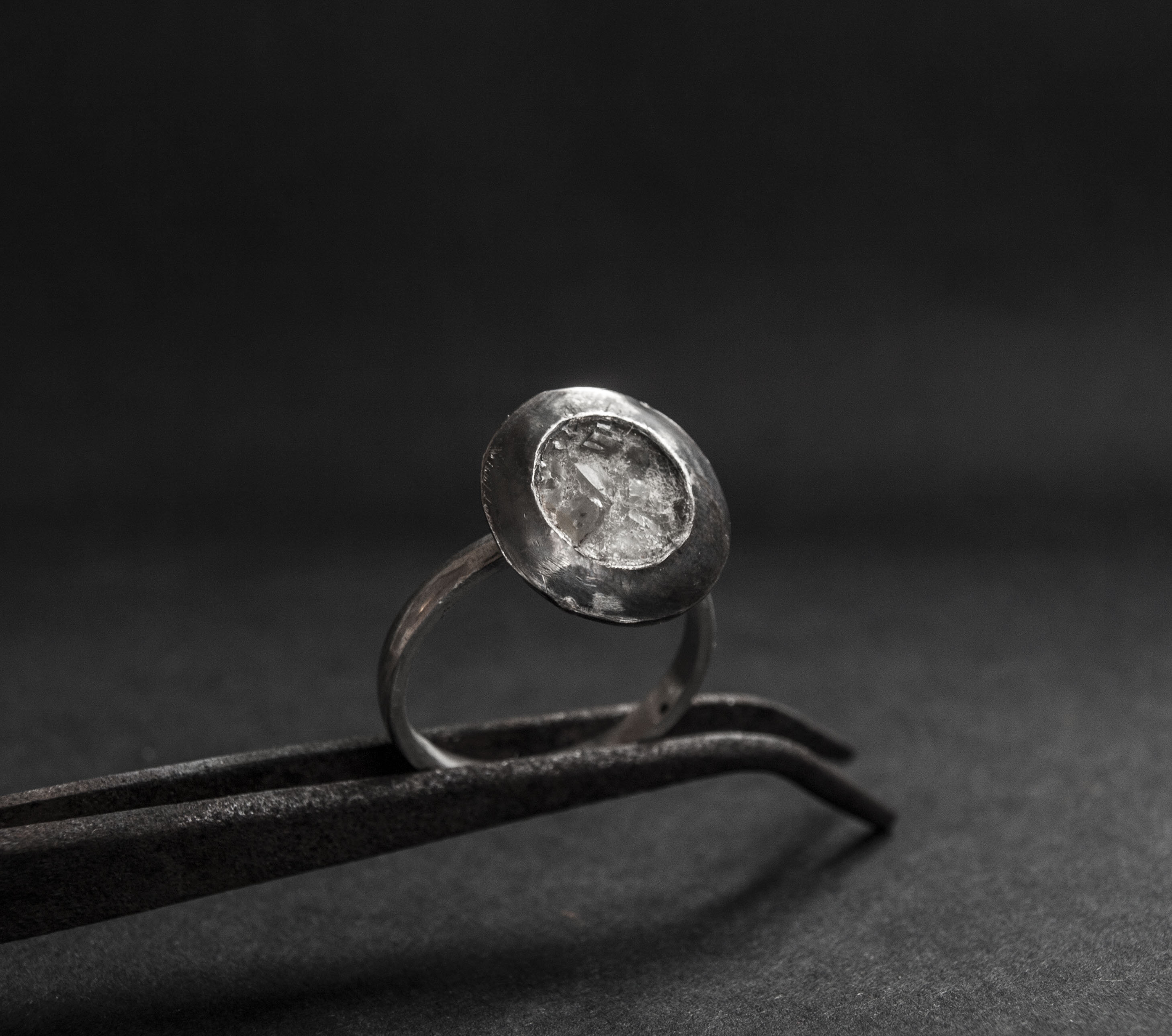 Silver Art Ring Raw Crystal Ring Rustic Silver Jewelry Elegant - Etsy