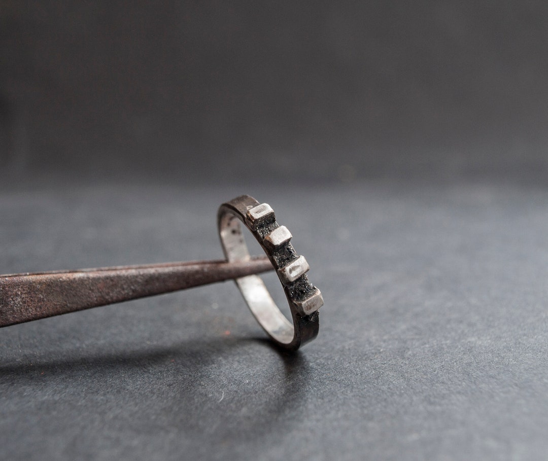 Brutalist Silver Ring Abstract Ring Art Silver Bands Geometric Jewelry ...