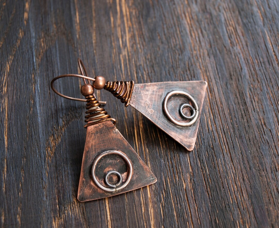 Rustic Copper Earrings 7th Anniversary Handmade Rustic Copper Earrings ...