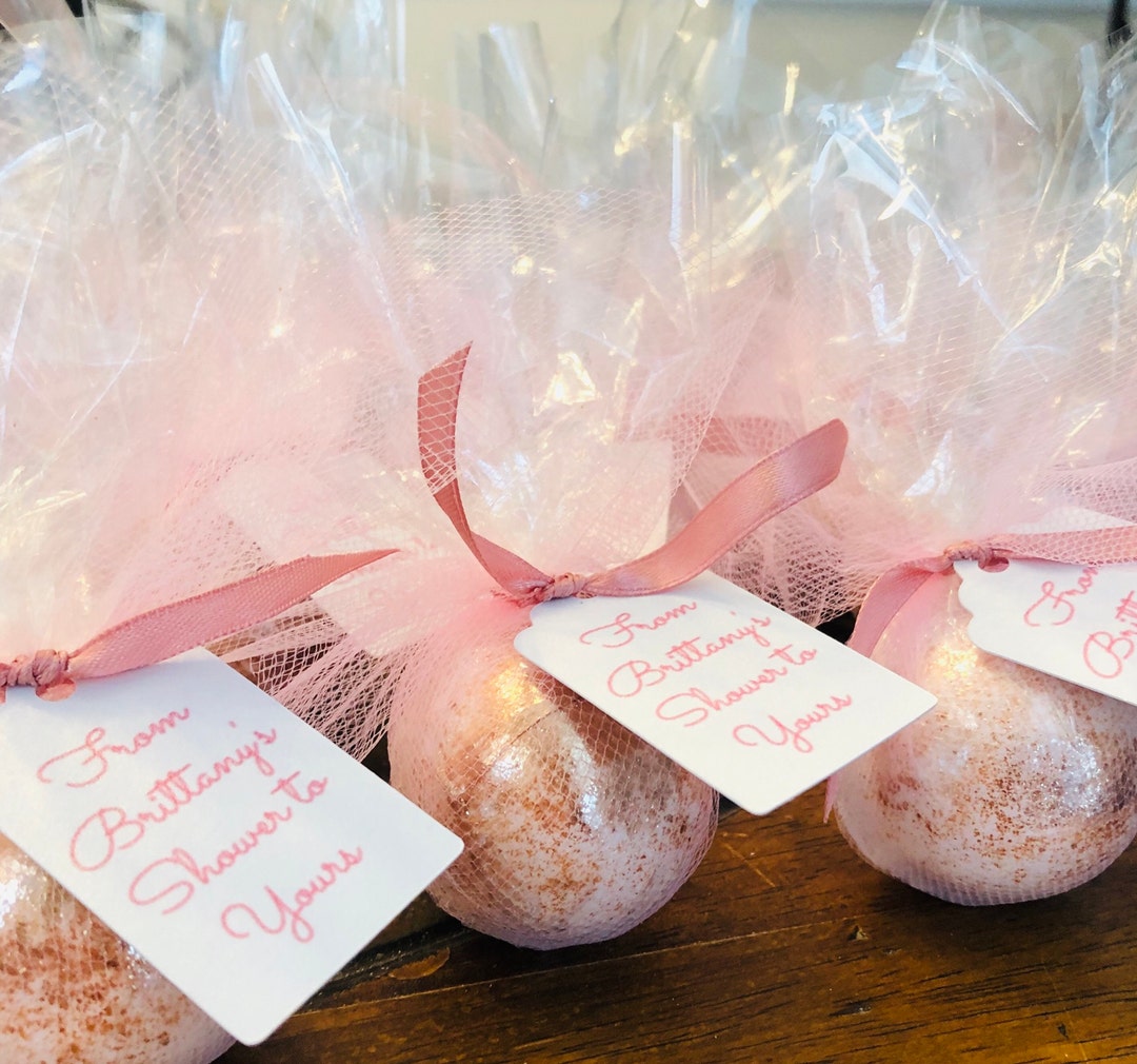 Rose Gold Bath Bomb Favors With Personalized Tags/tulle Wrapped 25 Pc ...