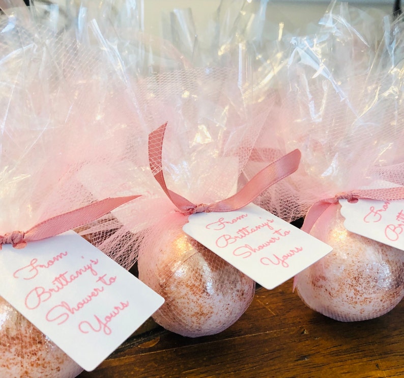 Rose Gold Bath Bomb Favors With Personalized Tags/tulle - Etsy