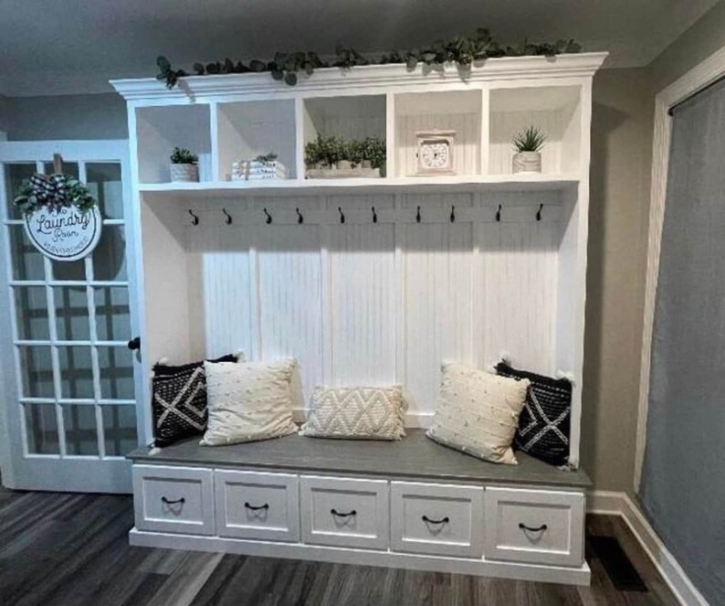 5-section Mudroom Locker Bench With Storage - Etsy