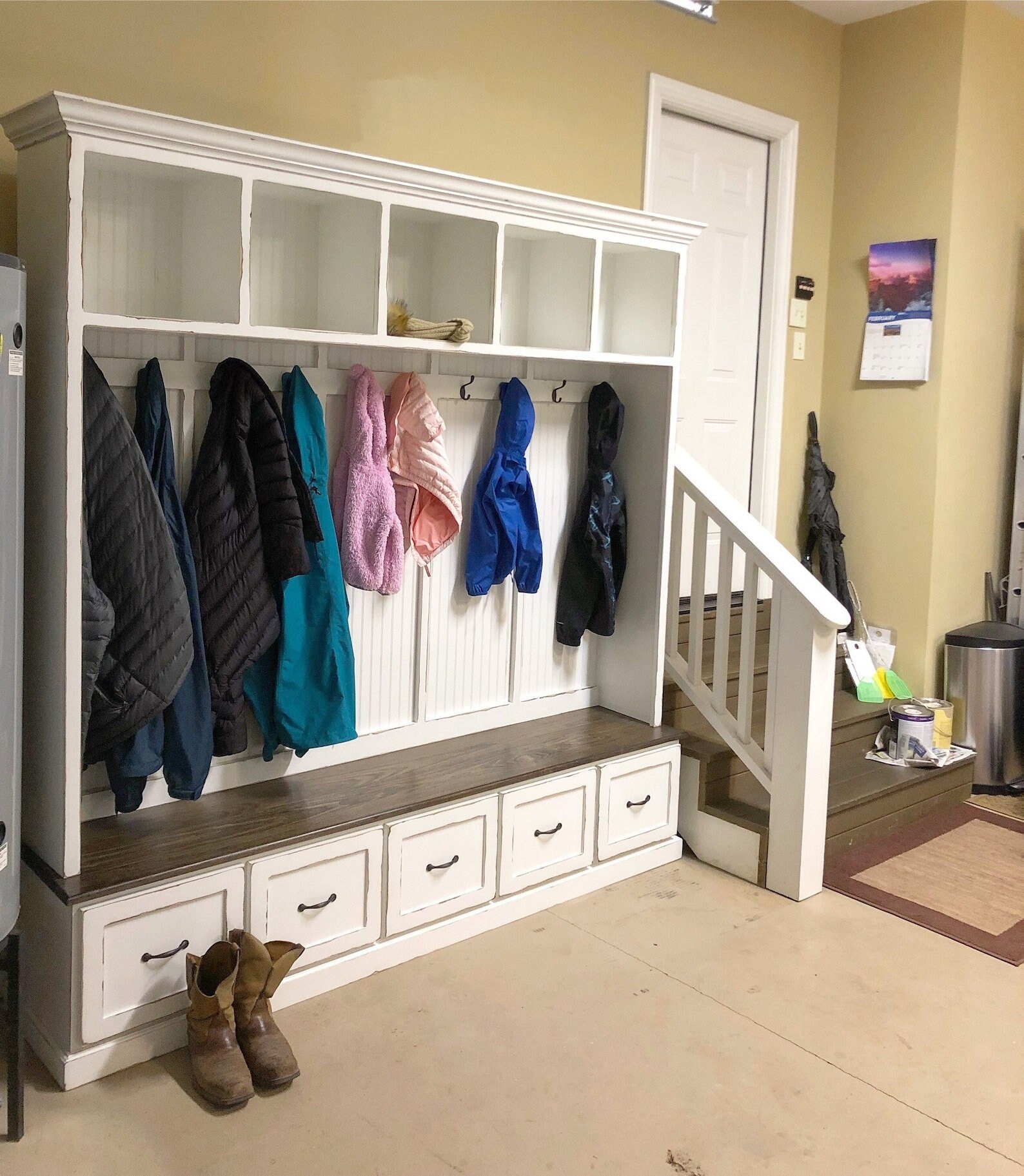 5-section Mudroom Locker Bench With Storage - Etsy