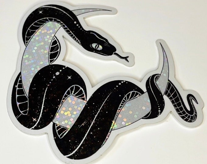 Glitter Celestial Moon Snake Sticker, Moon & Stars Snake Sticker, Snake ...