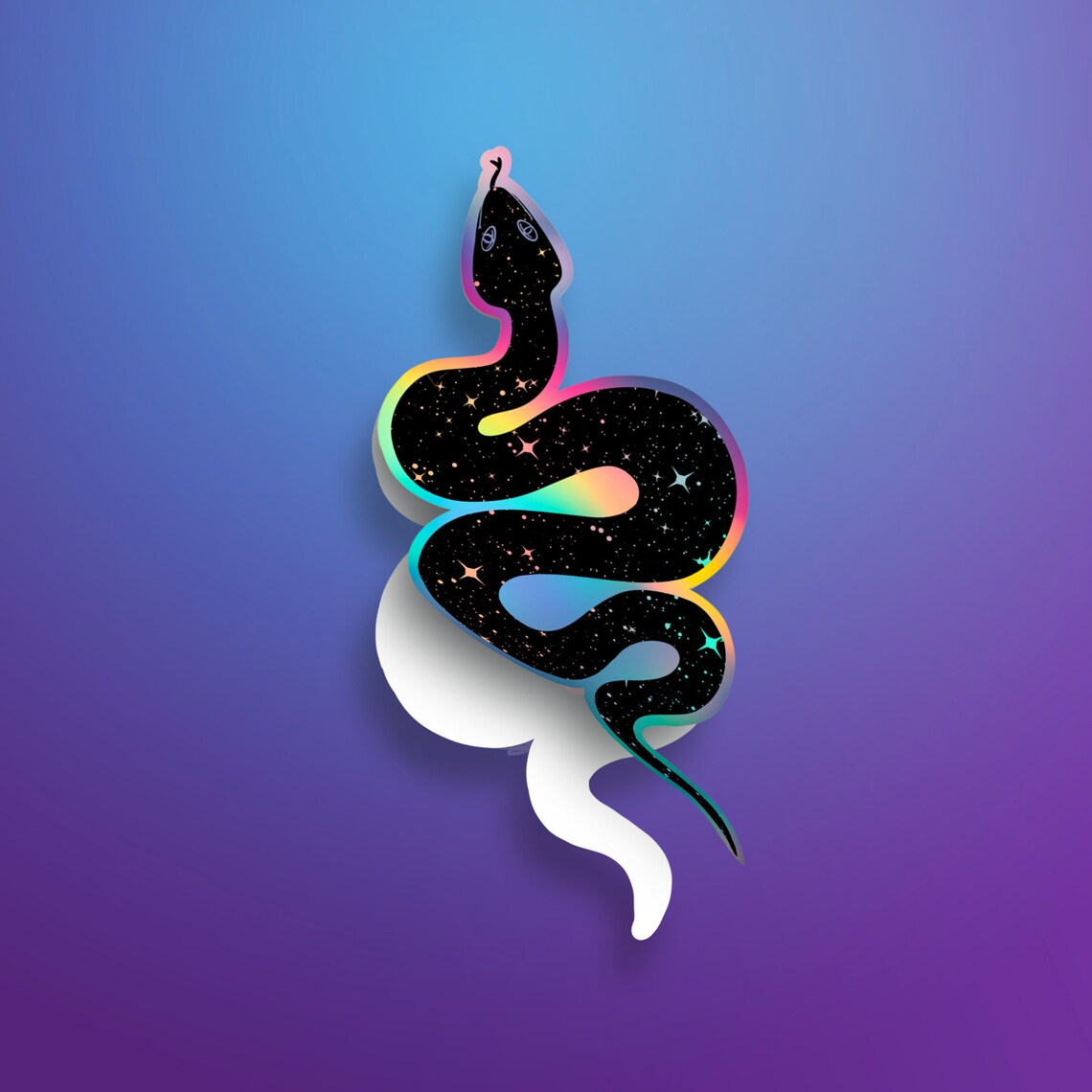 Holographic Celestial Snake Sticker Moon & Stars Snake - Etsy
