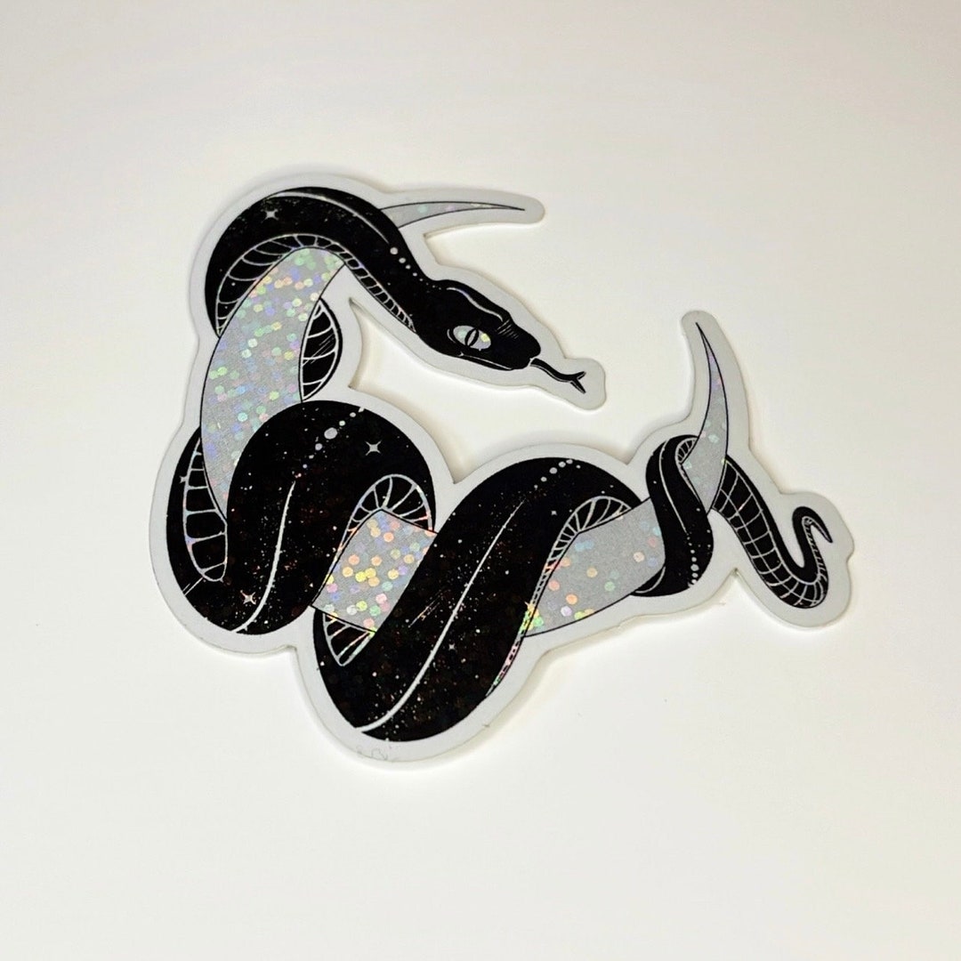 Glitter Celestial Moon Snake Sticker, Moon & Stars Snake Sticker, Snake ...