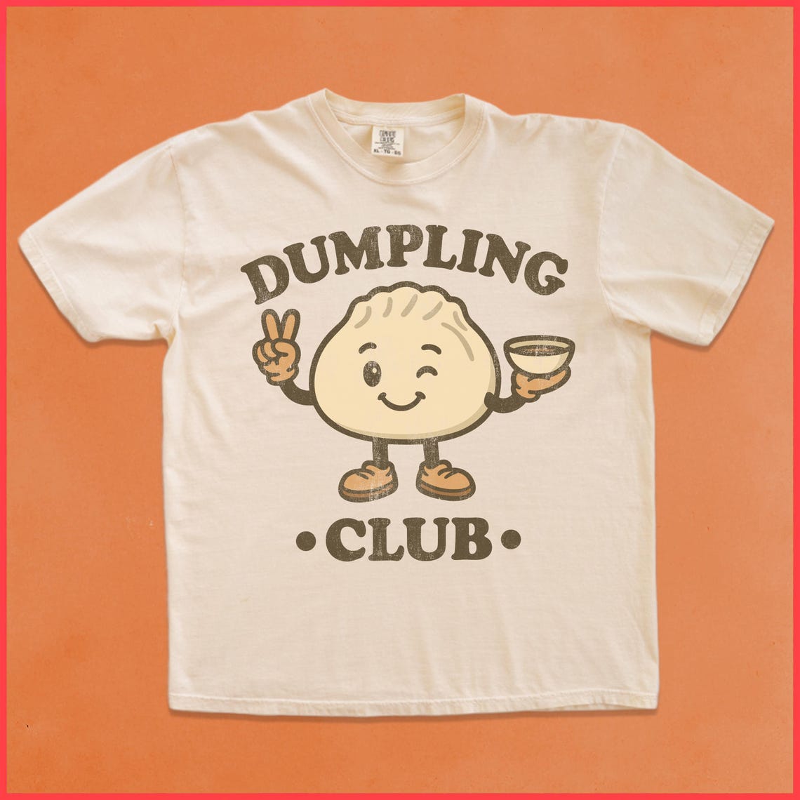 Custom Dumpling Club Shirt for Foodies: Cute Dim Sum Mascot Tee, Retro ...
