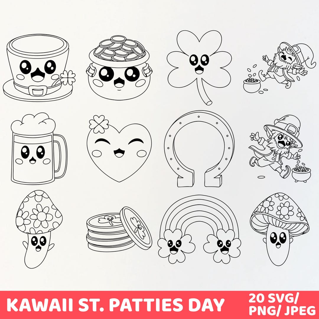 Kawaii St. Patrick's Day Digital Stamps – 12 Cute Leprechaun Clipart ...