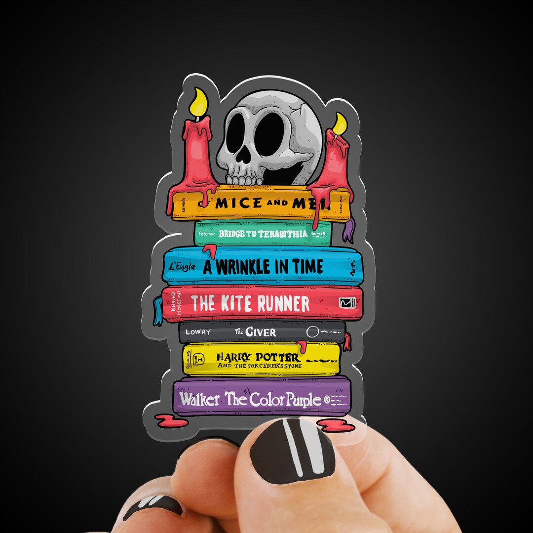 Transparent Banned Books Sticker L Stack of Books, Bookish, Bookworm ...
